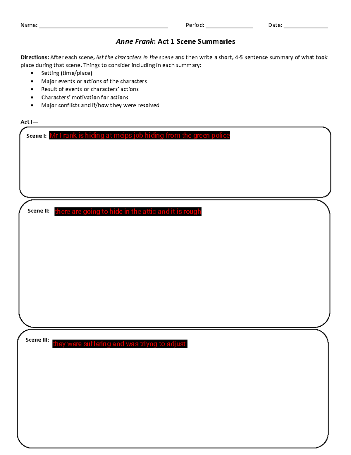 Kami Export - Zander Henderson - 2. Anne Frank - Act I Scene Summaries ...