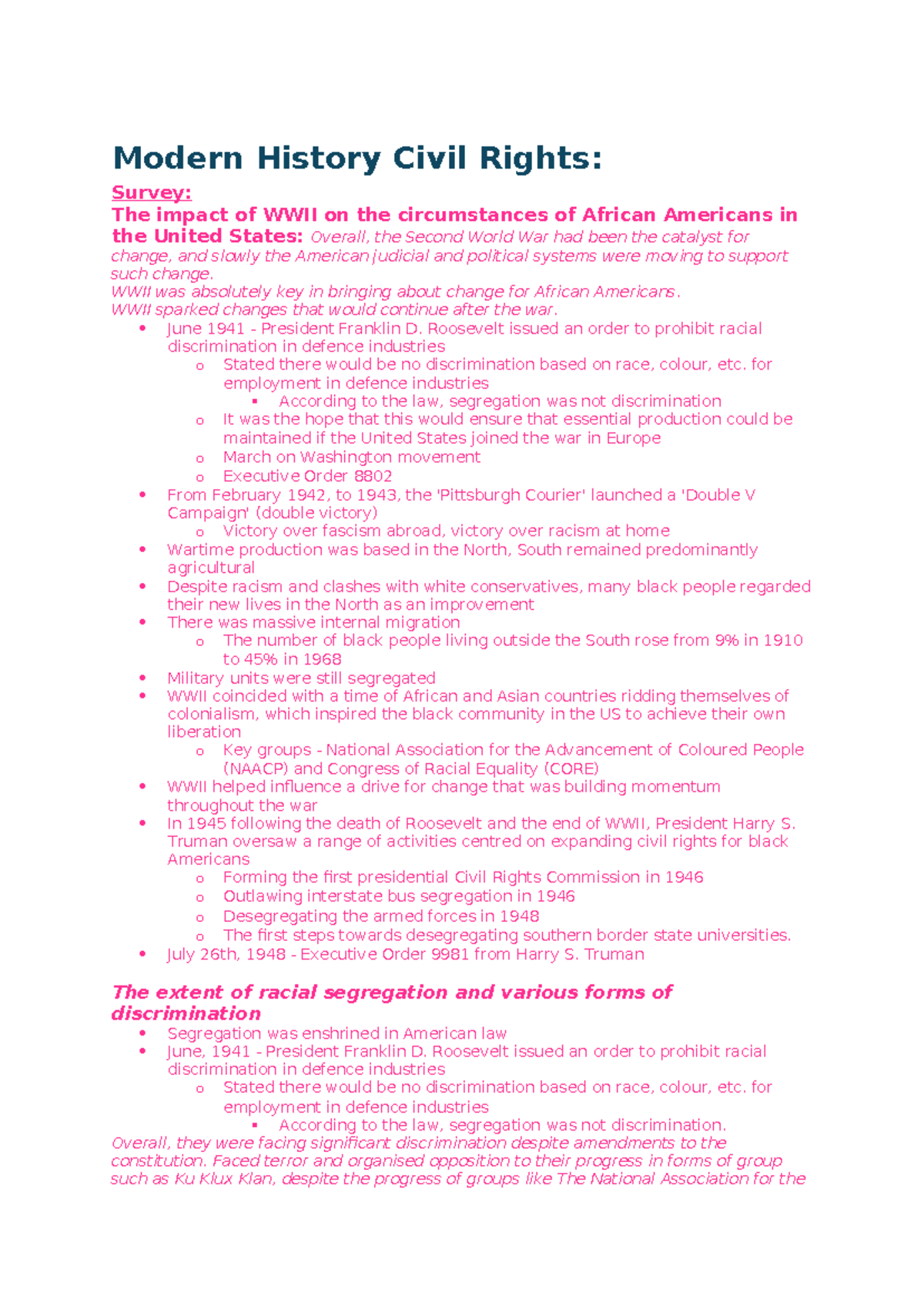 Modern History Civil Rights - Modern History Civil Rights: Survey: The ...