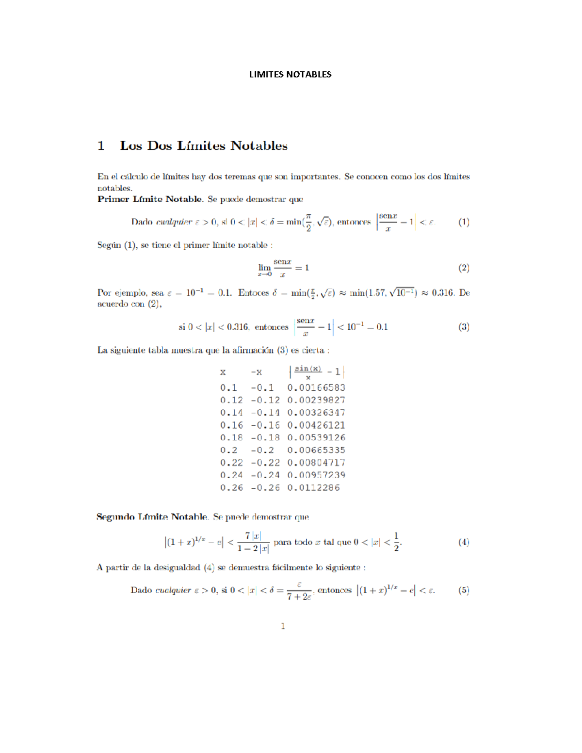 Limites+ Notables - lsancm l flm s - LIMITES NOTABLES 1 Los Dos Límites ...