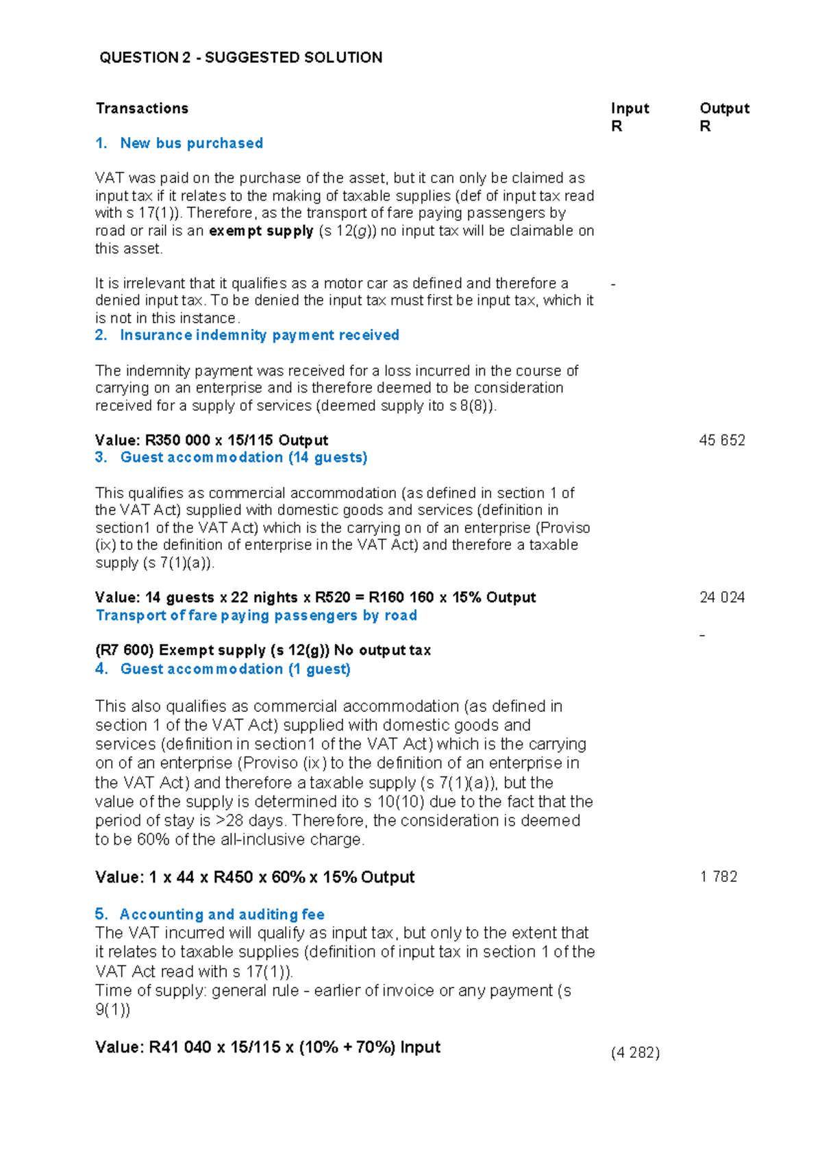 9. Tutorial question 2 solution - QUESTION 2 - SUGGESTED SOLUTION ...