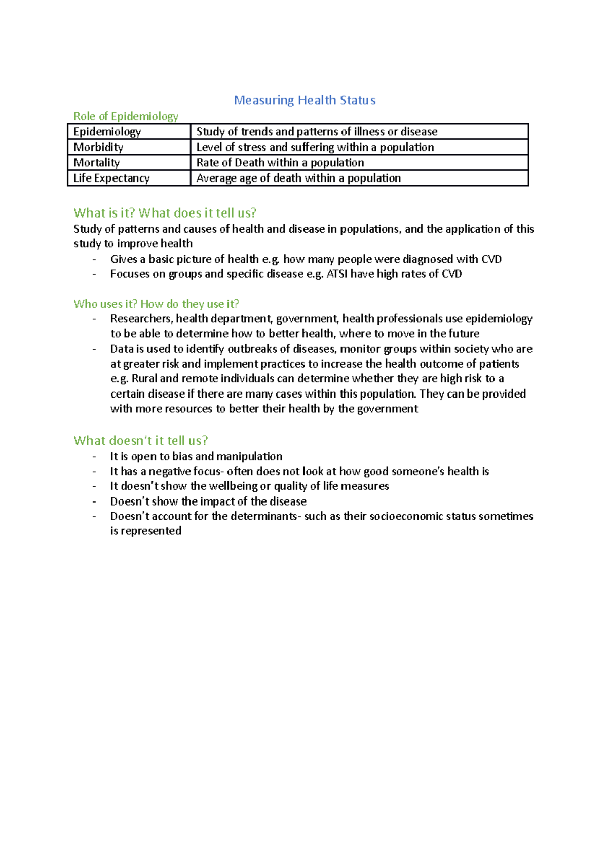 Measuring Health Status - how many people were diagnosed with CVD ...