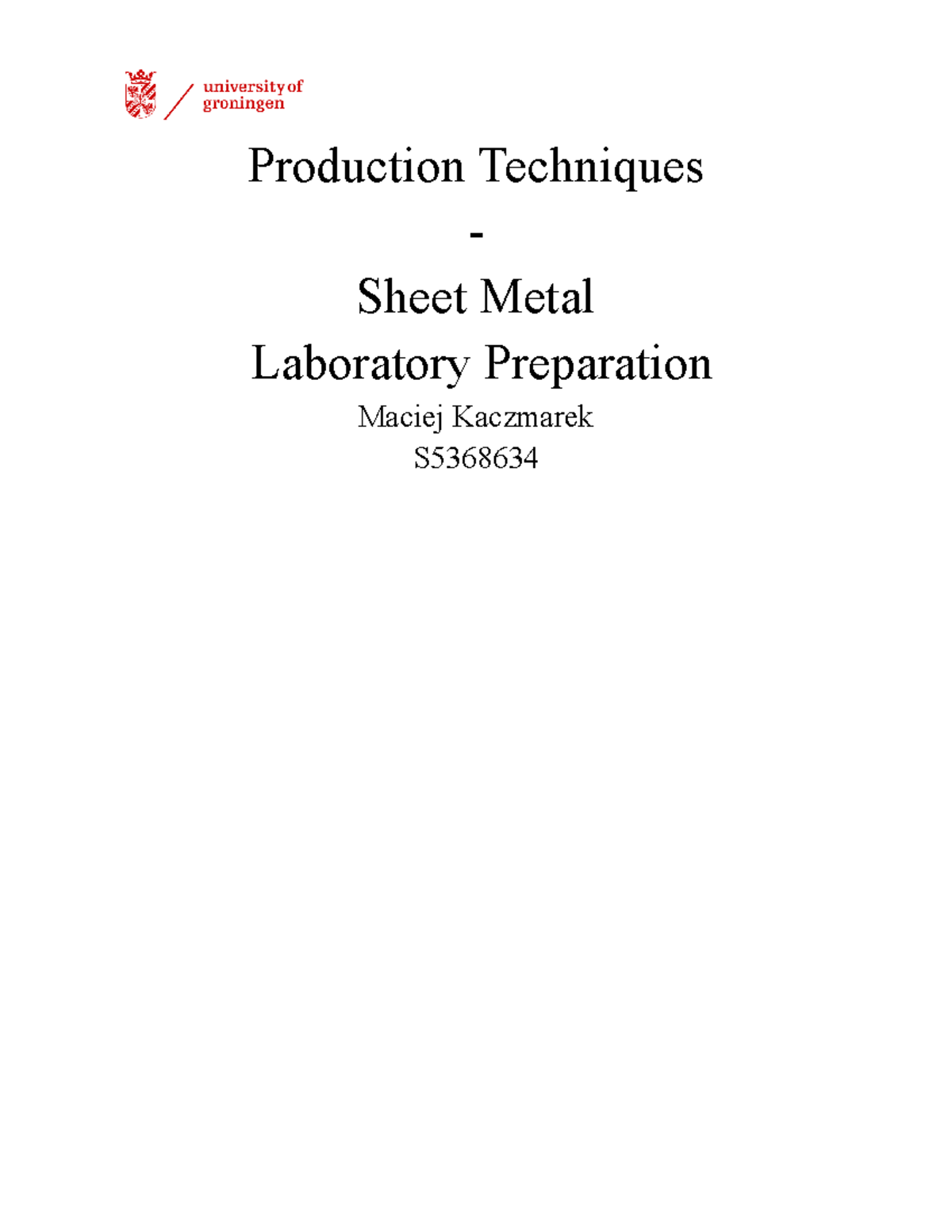 Sheet Metal Laboratory Preparation - Production Techniques - Production ...