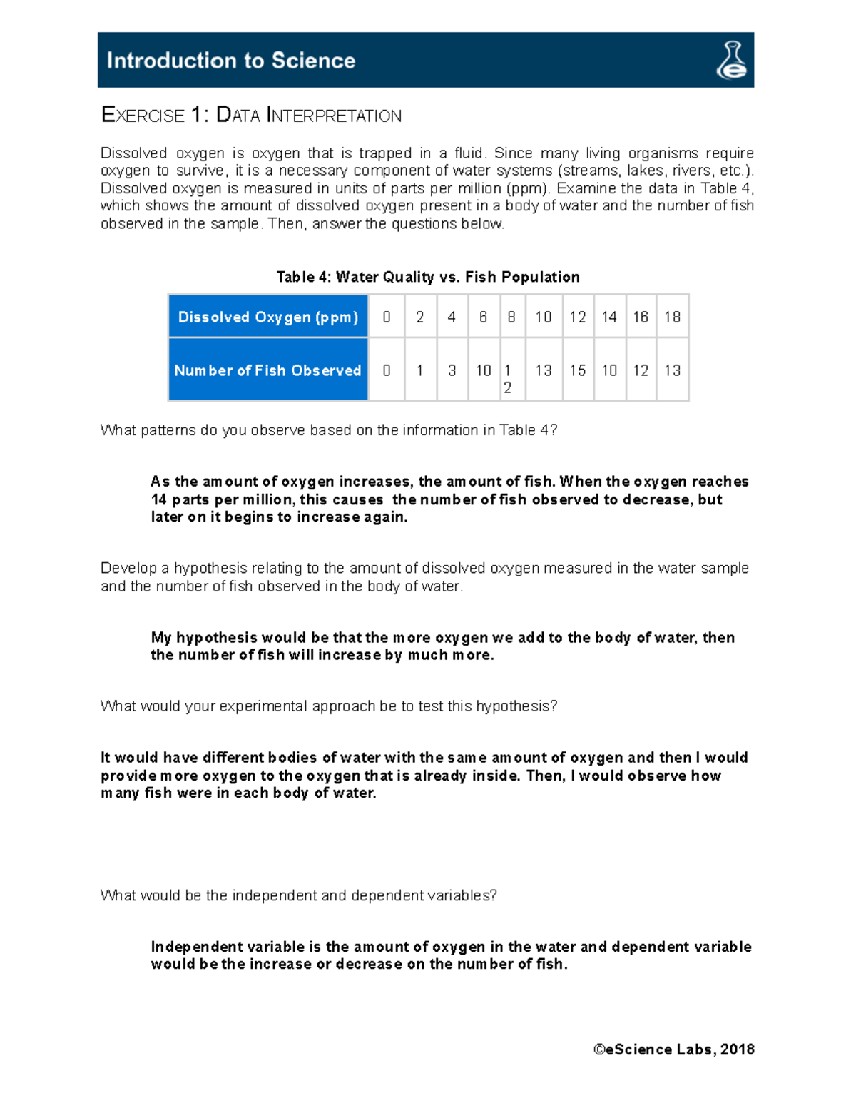 IB 1201 L01 Intro Sci - answer and everything else you need - EXERCISE 1: DATA INTERPRETATION ...