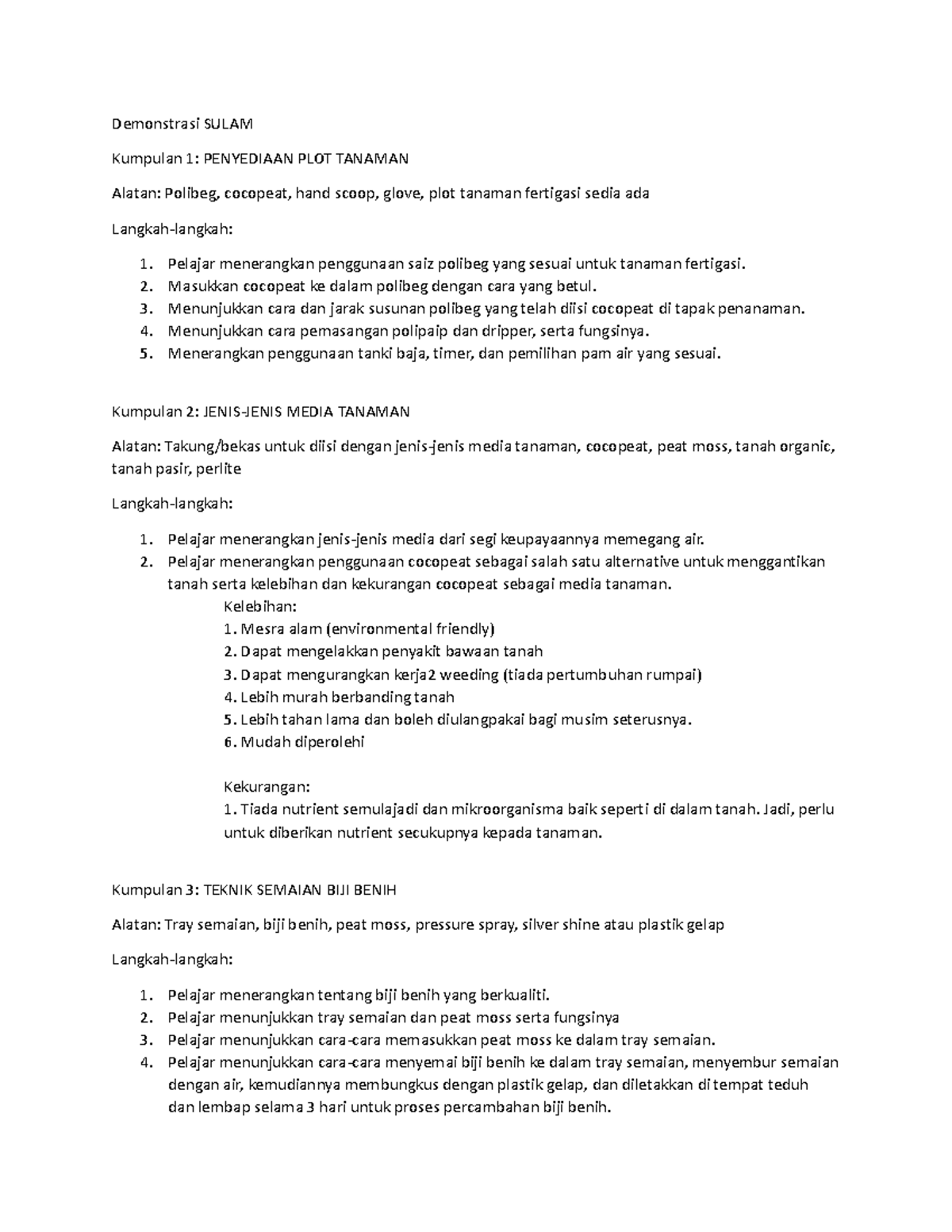 Demonstrasi sulam fertigasi - Demonstrasi SULAM Kumpulan 1: PENYEDIAAN ...