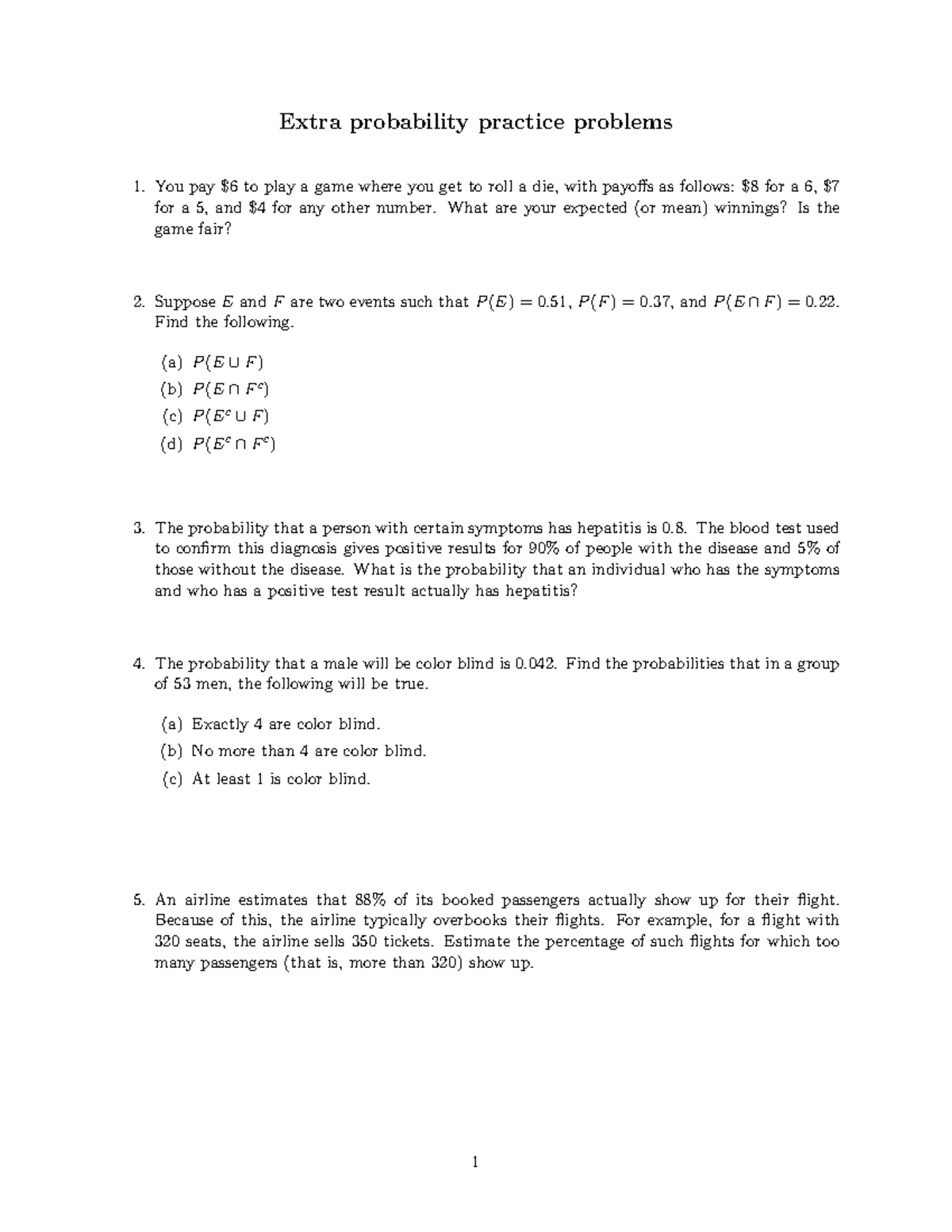 3 extra probability practice problems - Extra probability practice ...