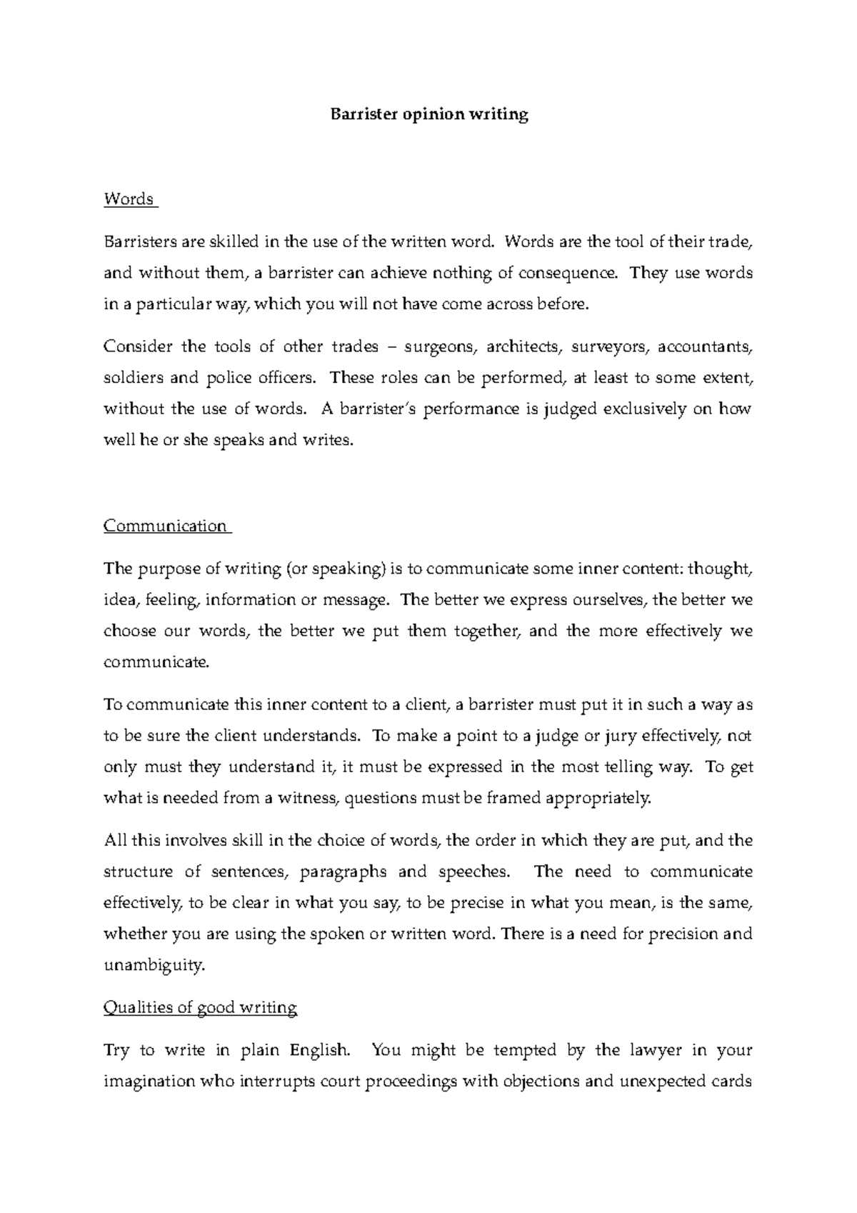 Barrister opinion writing - Barrister opinion writing Words Barristers ...