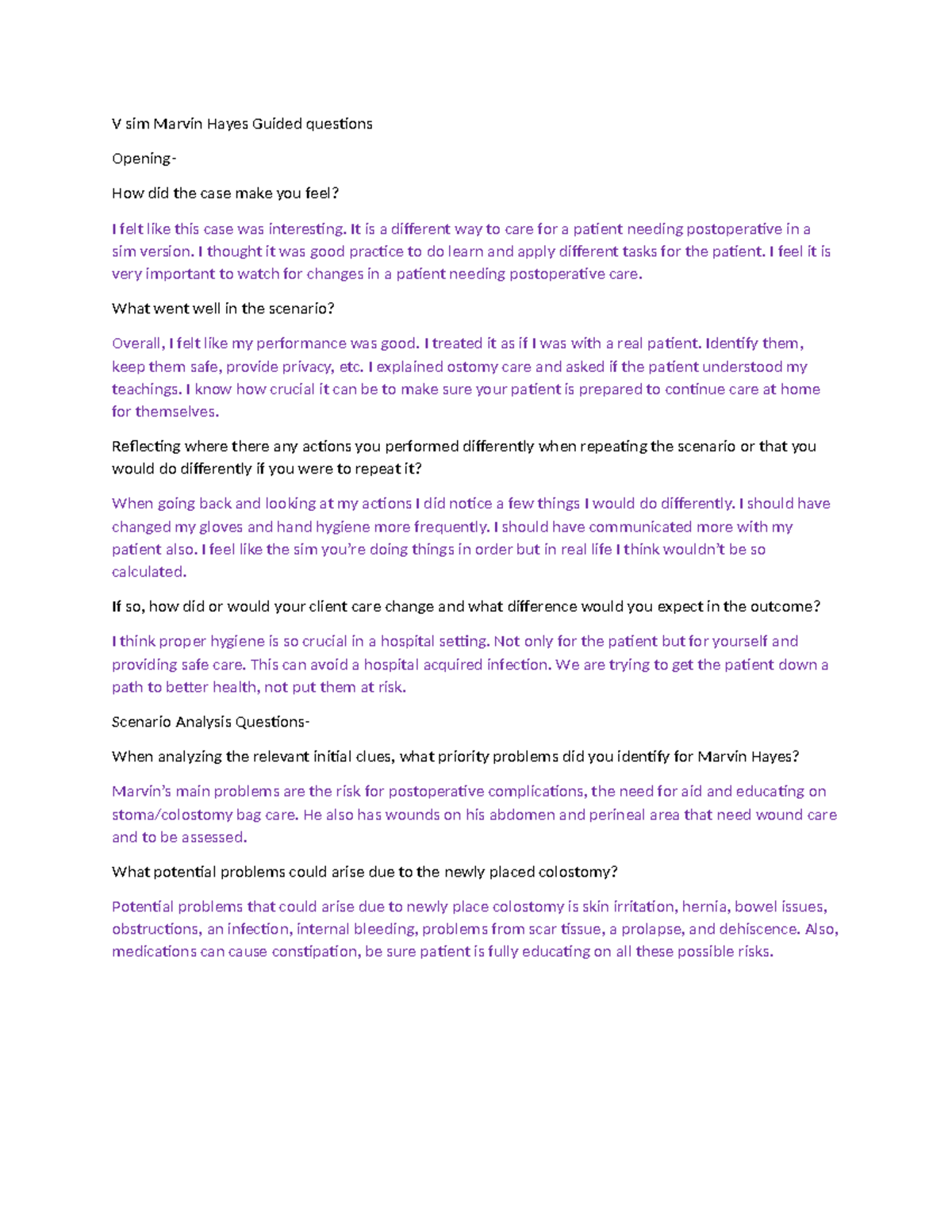 V sim Marvin Hayes Guided questions - V sim Marvin Hayes Guided ...