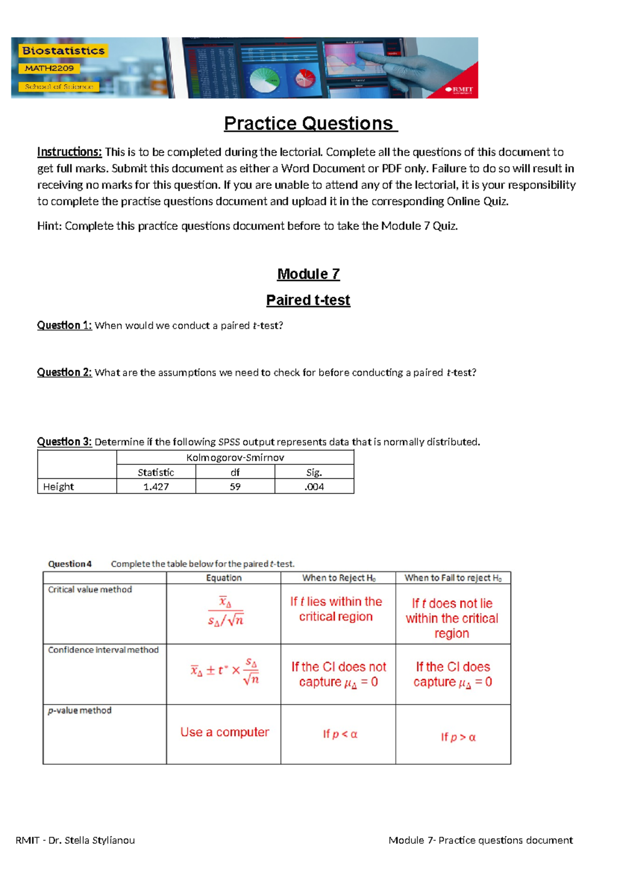 Practice Questions Module 7-1 - Practice Questions Instructions: This ...