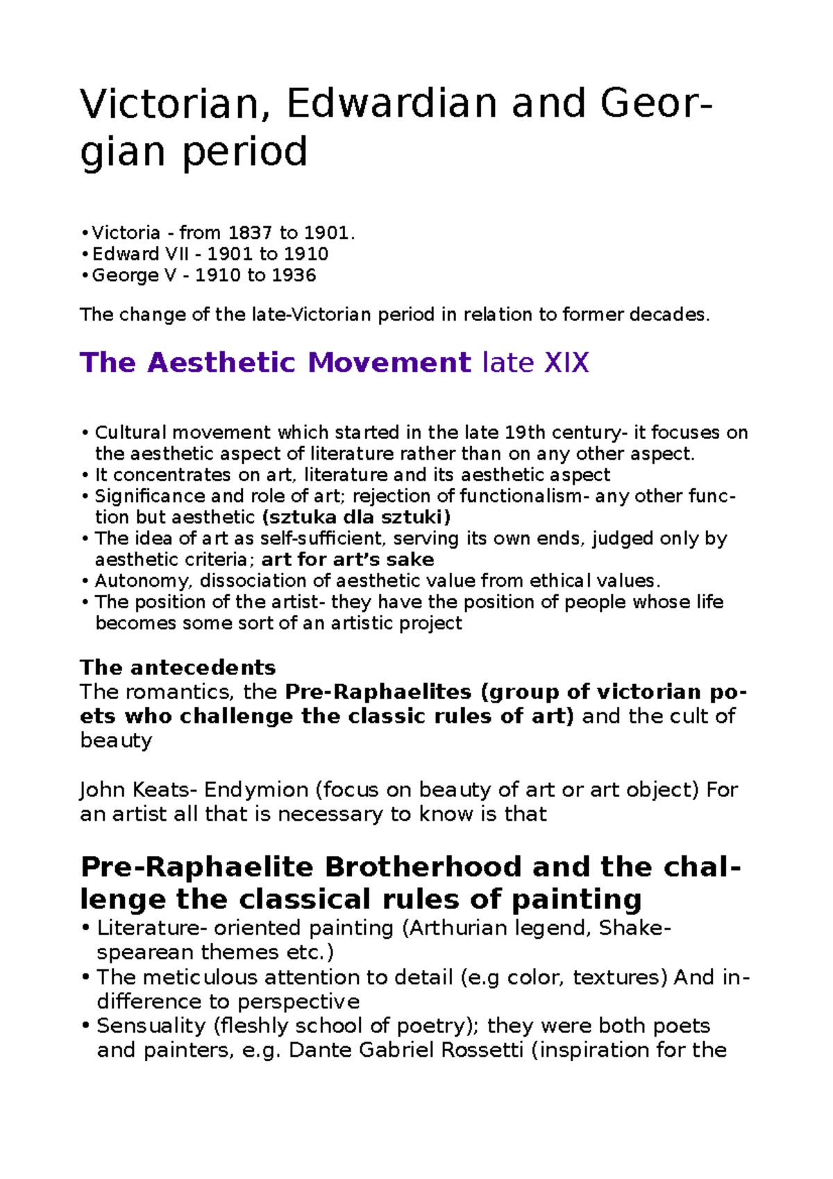 Brit lit wyklad - Notatki british literature 2BA/ACAD. 2022/23 WYKŁAD ...