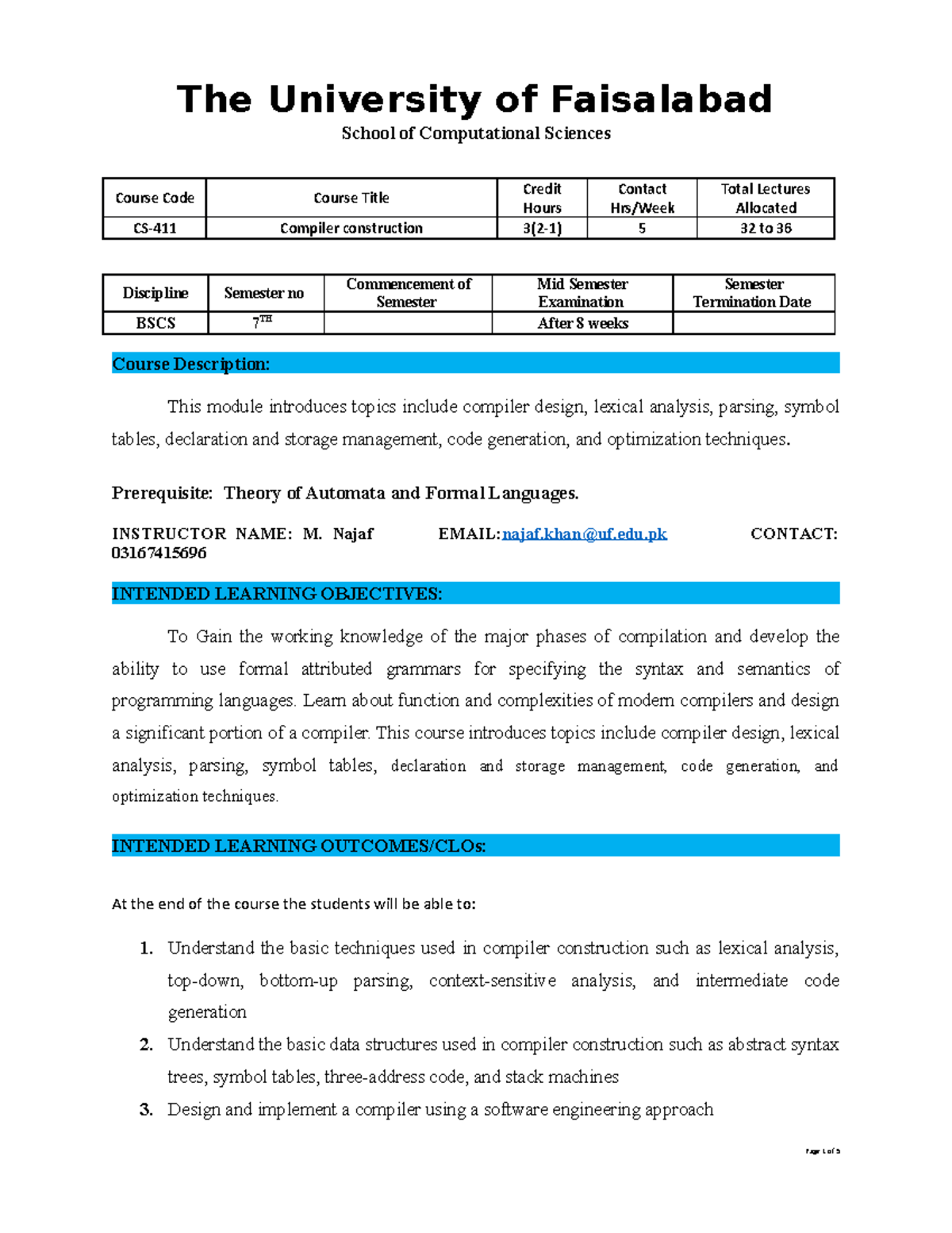 Compiler - Introduction - The University of Faisalabad School of ...