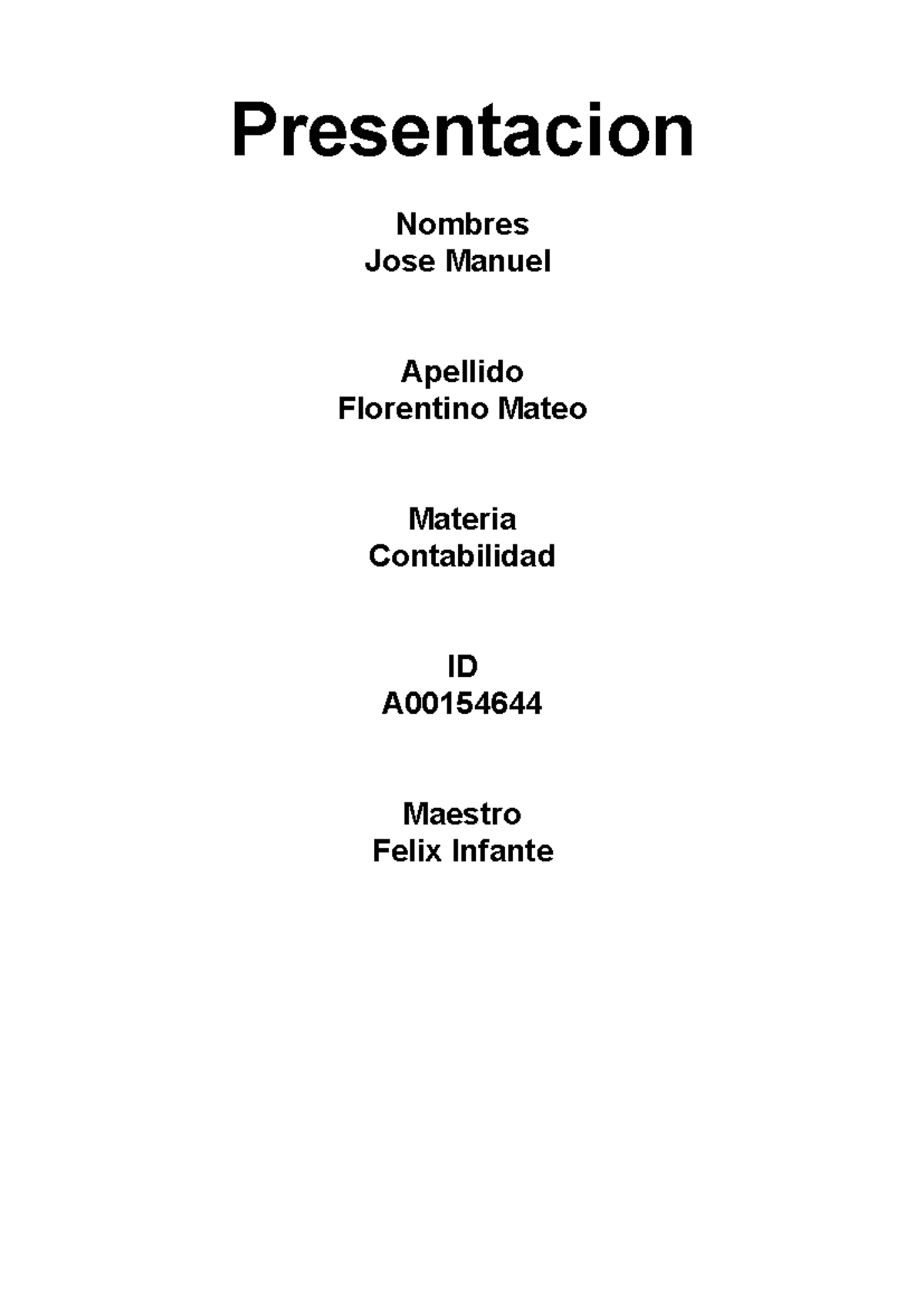 contabilidad II Libro Diario - A Maestro Felix Infante Presentacion ...