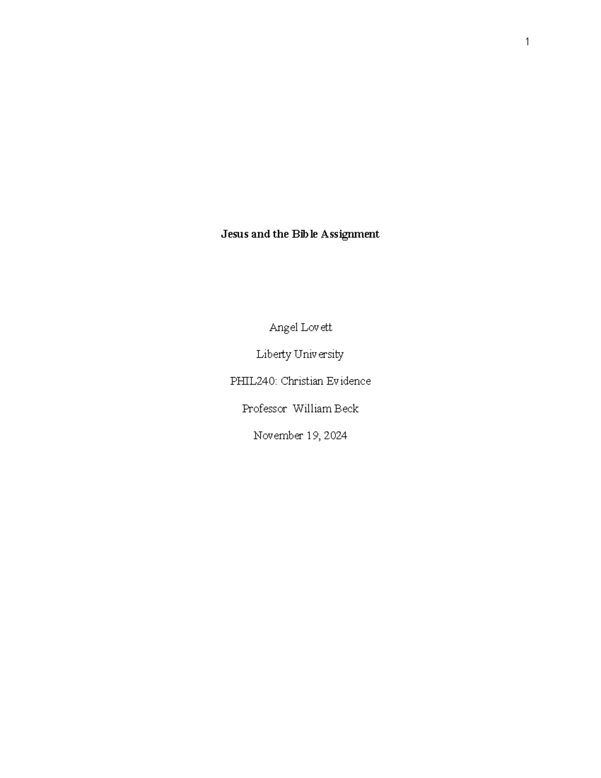 Jesus and the Bible Assignment - You are speaking with a new friend in ...