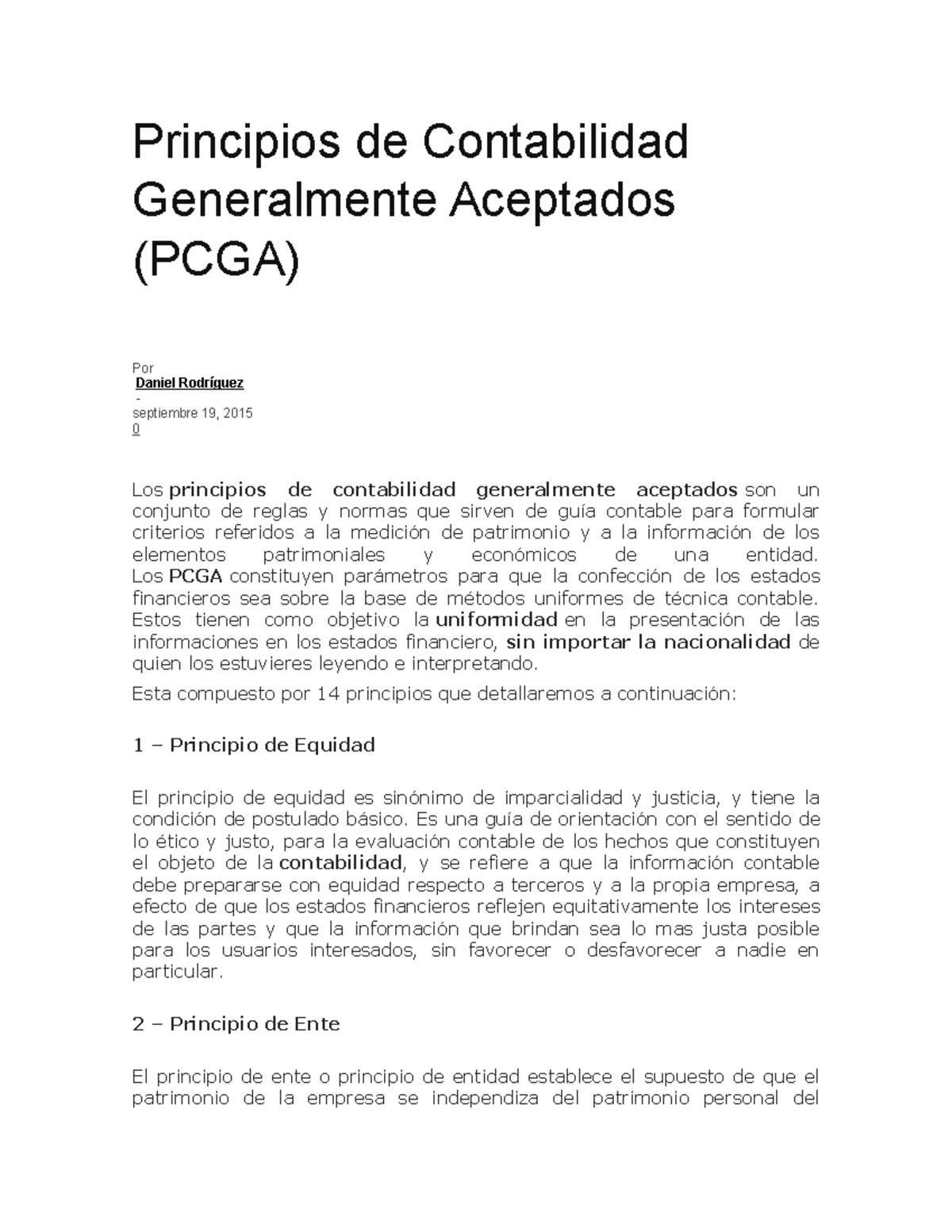 Principios de Contabilidad Generalmente Aceptados - Los PCGA ...