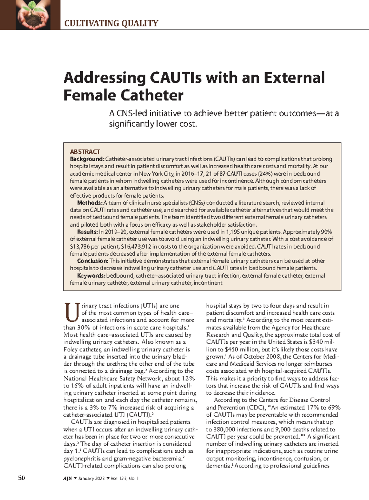 Addressing Cautis with an External Female Catheter - NUR 530 - ASU ...