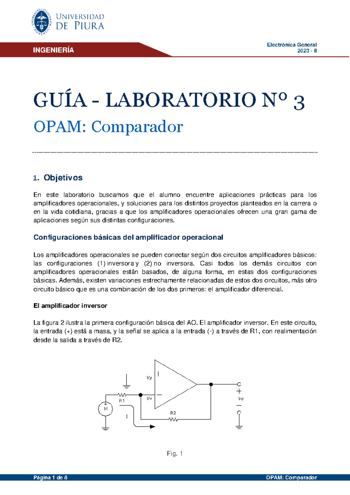 L3 Guía Laboratorio - OPAM-Comparador 2023-II - Electrónica General ...