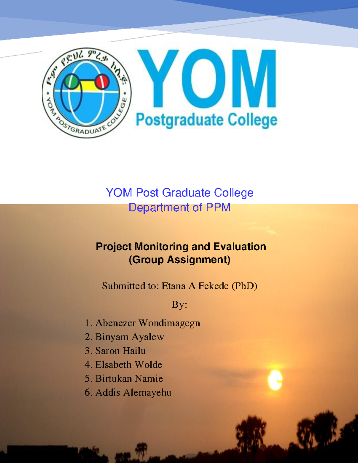 River Pollution in Addis Ababa 4 - YOM Post Graduate College Department of PPM Project ...