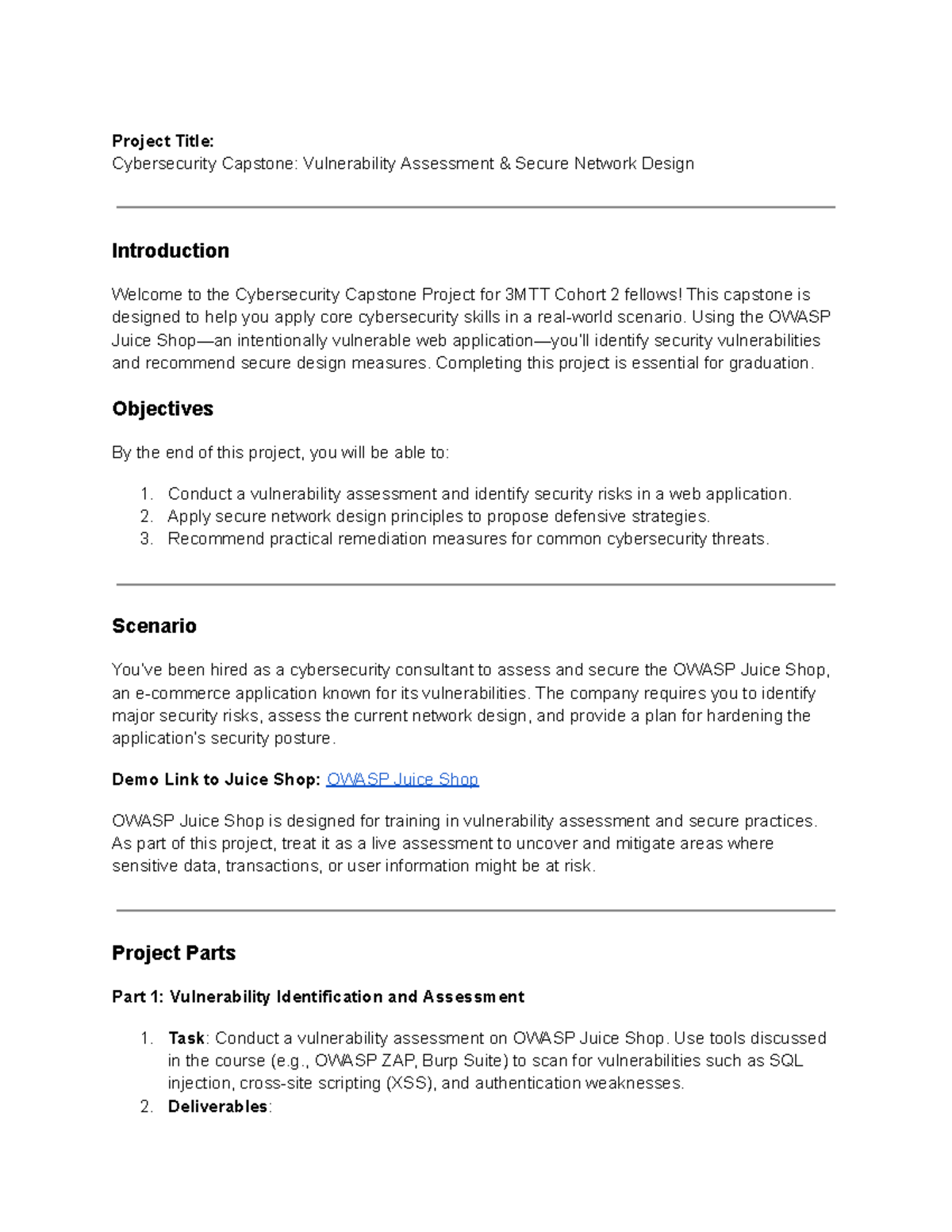 Cybersecurity Capstone Project for 3MTT Cohort 2 Fellows - Using the ...