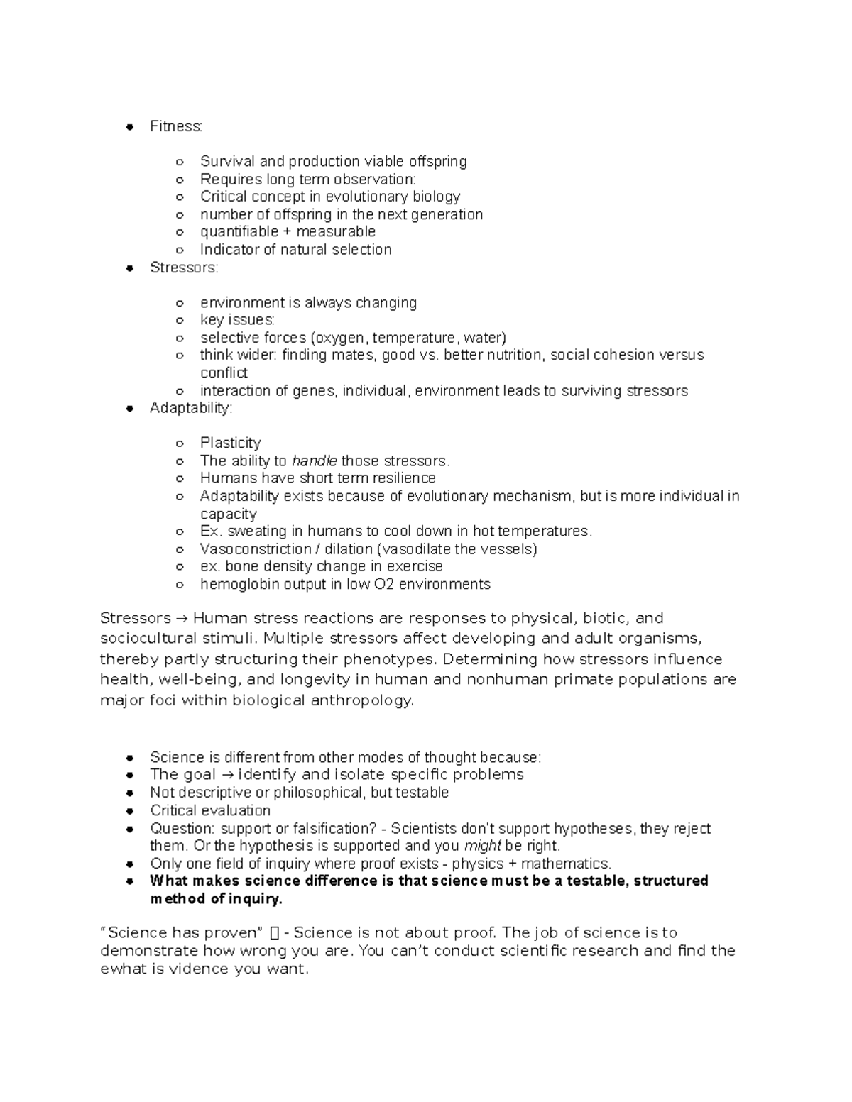 Biomed notes 2 - aronsen - Fitness: Survival and production viable ...