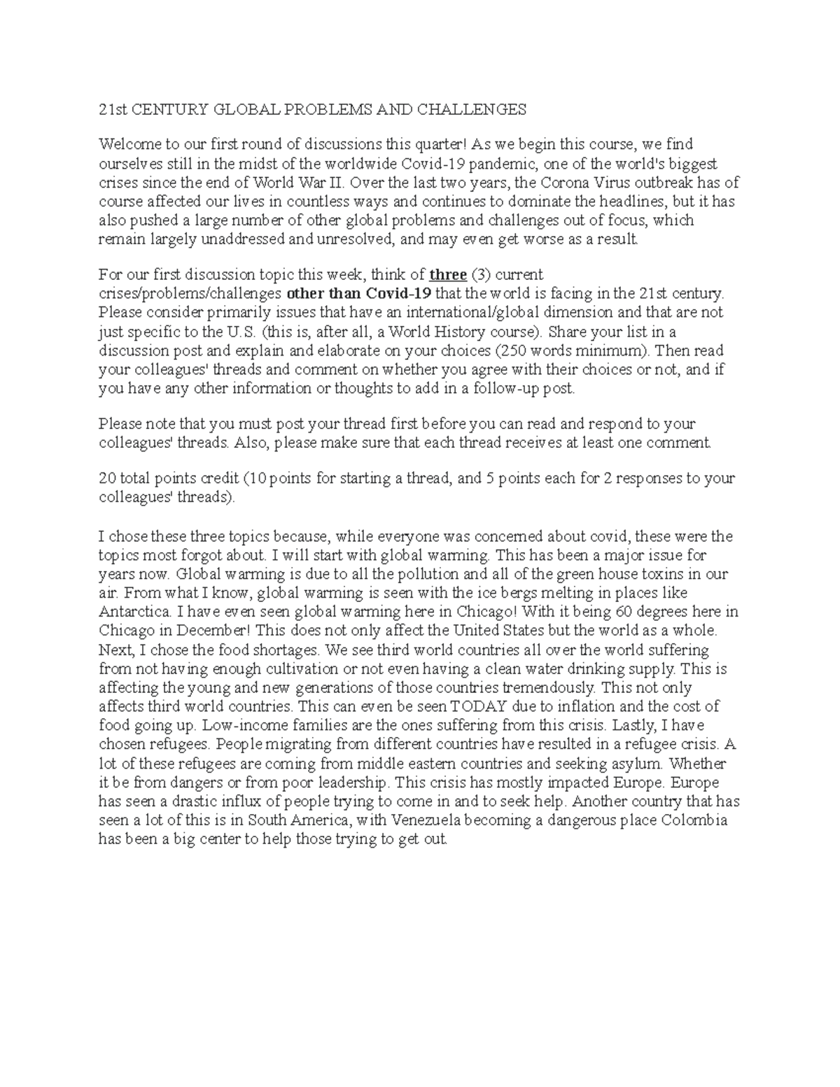 HST 113 questions 34 - 21st CENTURY GLOBAL PROBLEMS AND CHALLENGES ...