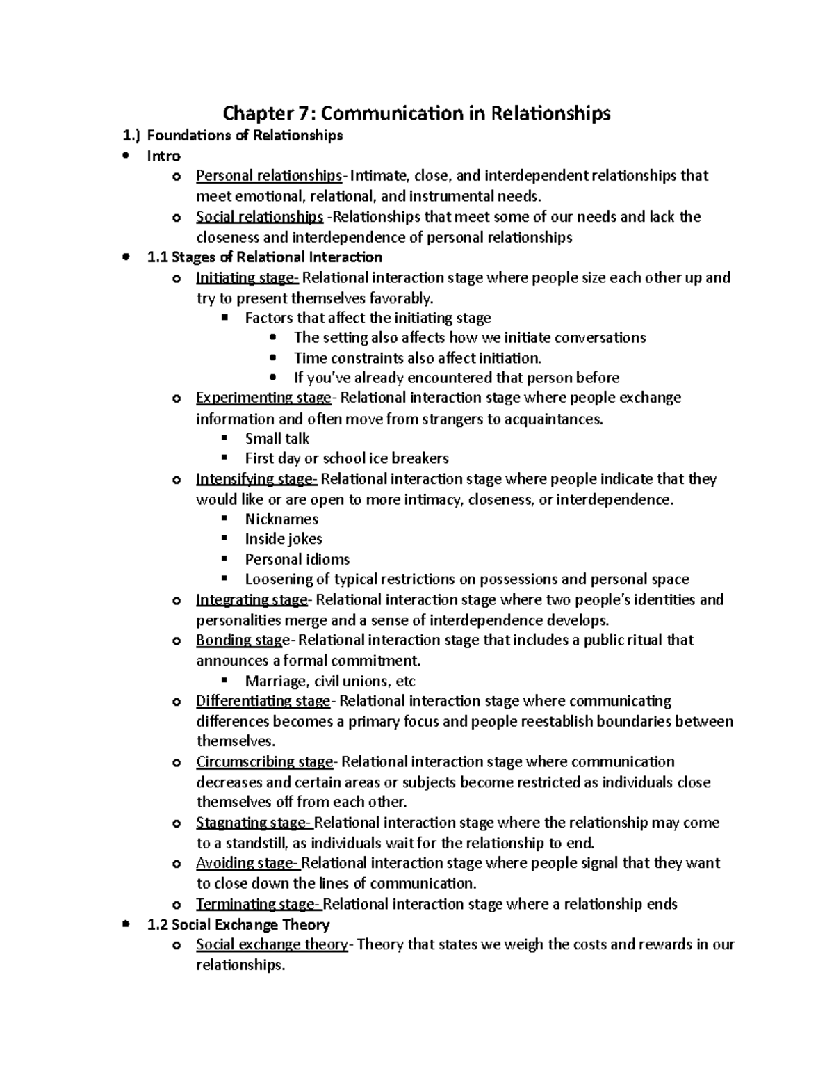 Chapter 7 Speech - Chapter 7: Communication in Relationships 1 ...