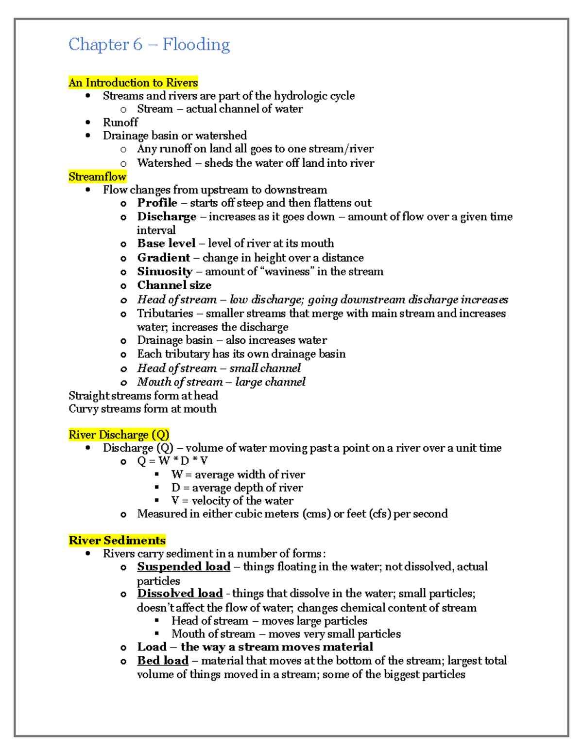Chapter 6 Flooding - Chapter 6 – Flooding An Introduction to Rivers ...