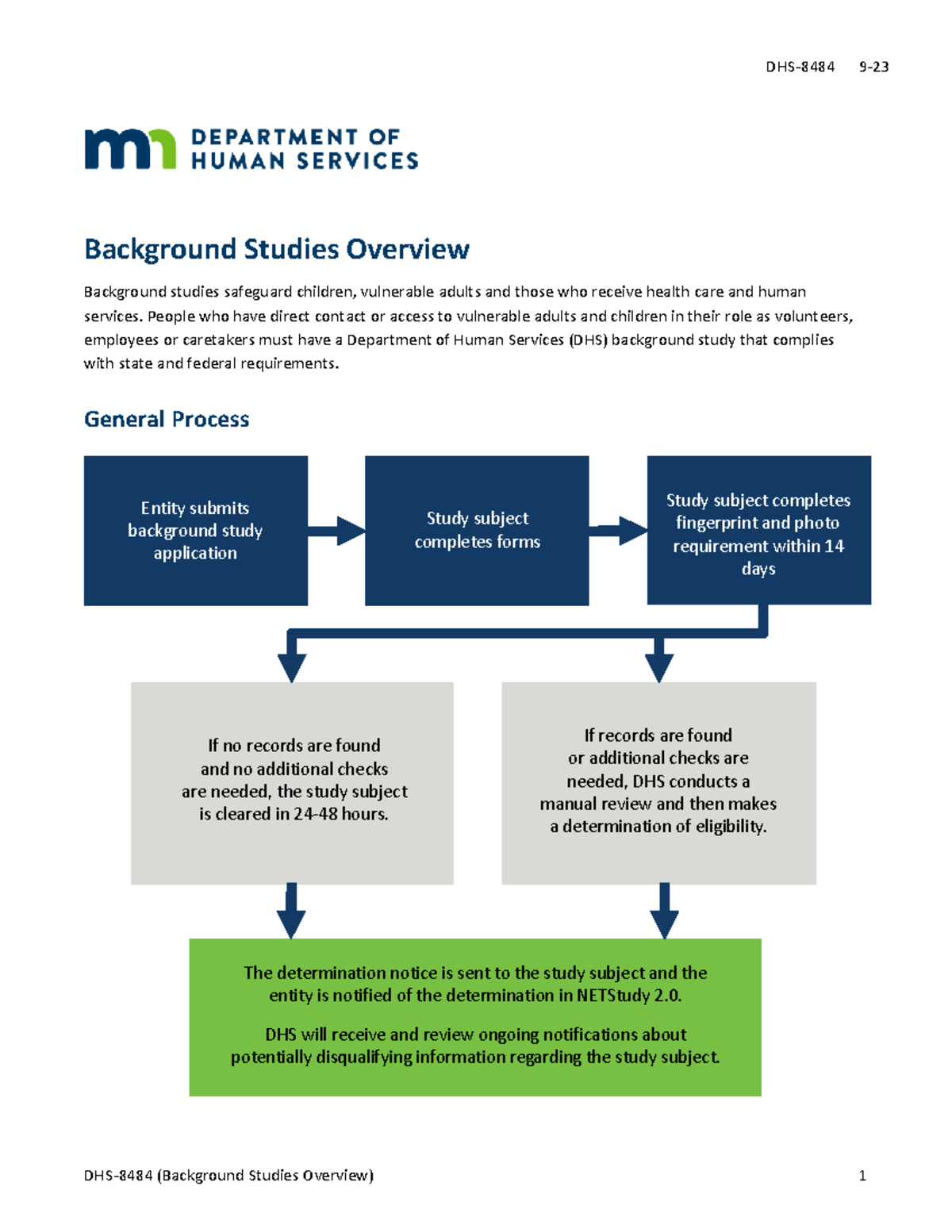Form - Study guide - DHS-8484 (Background Studies Overview) 1 ...