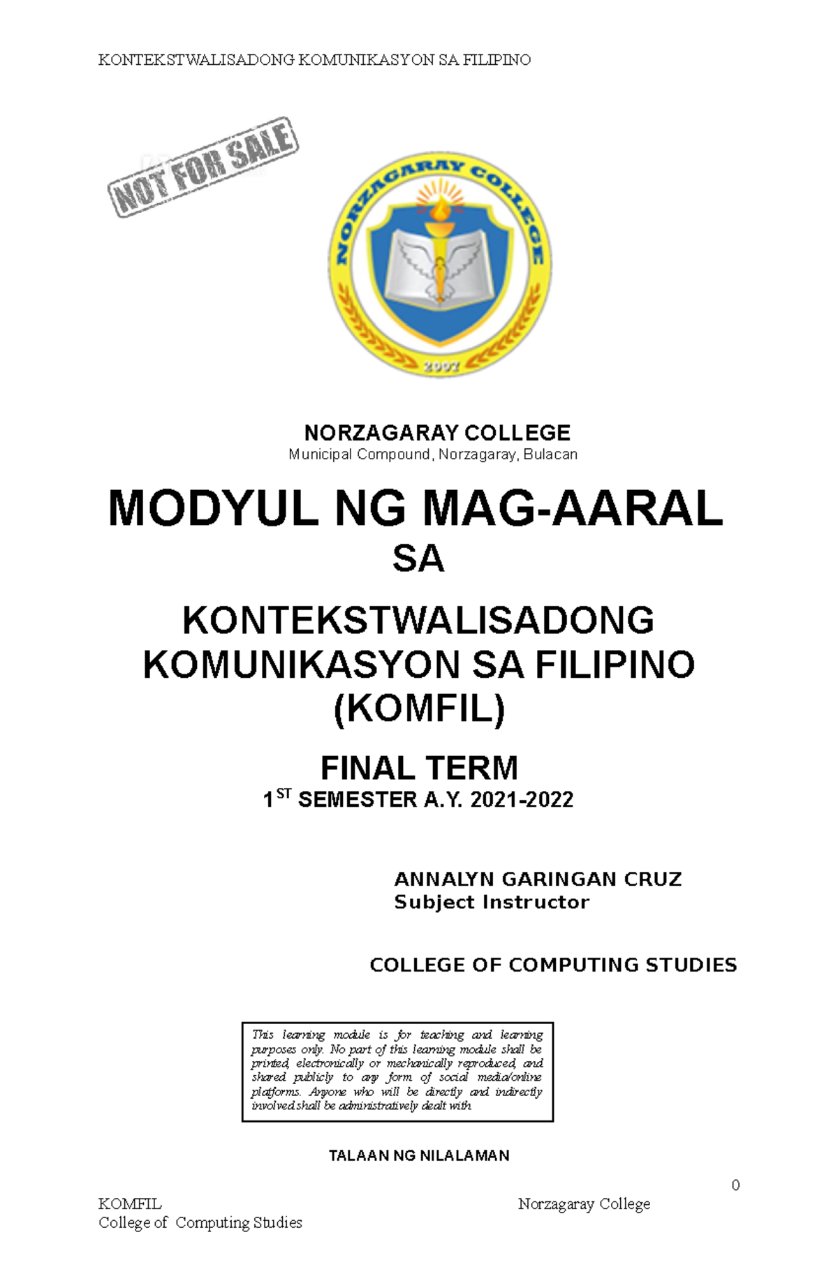 A.-CRUZ Komfil-Panghuling-Terminong-Module 1 sa pananaliksik ...