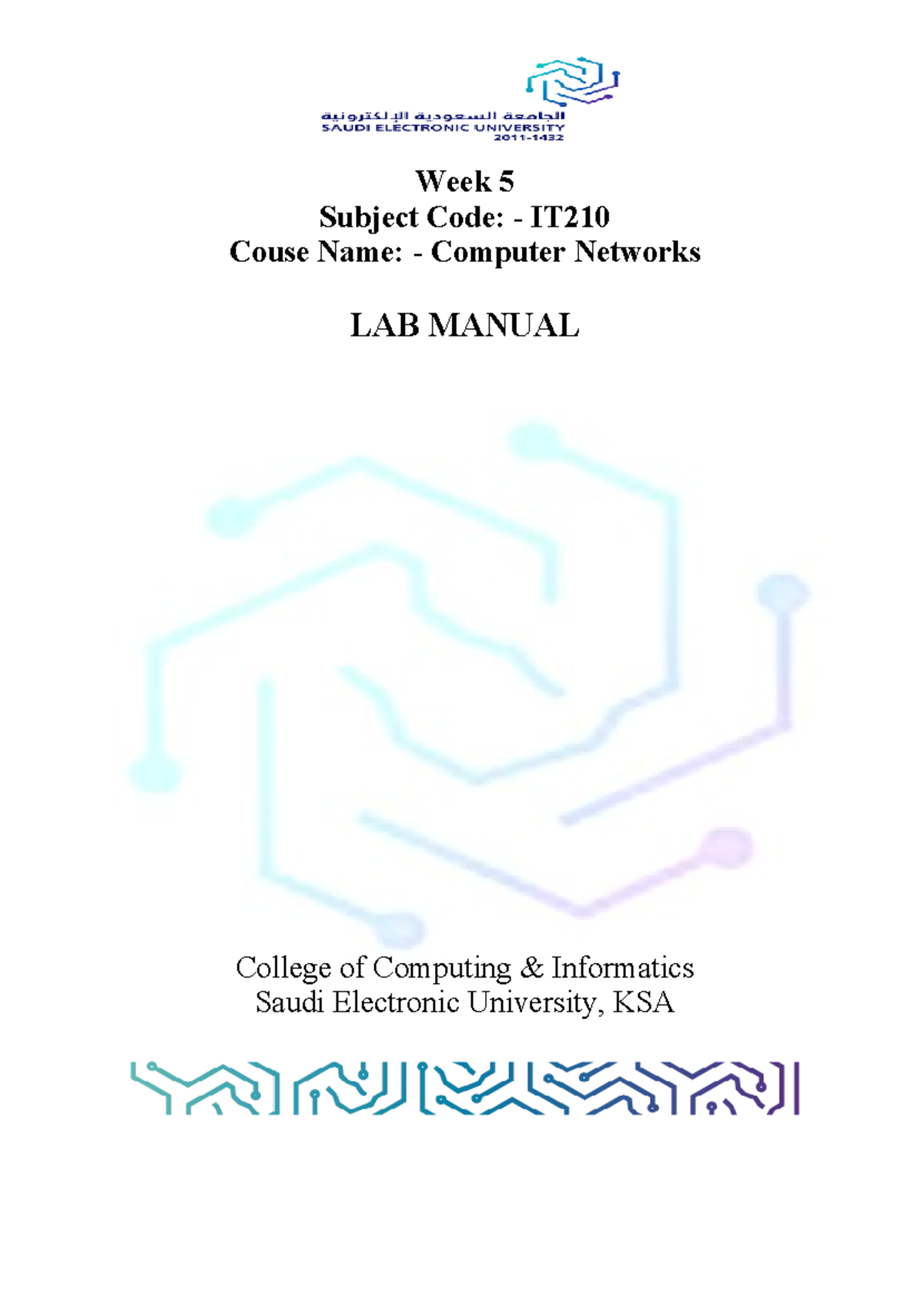 IT210- Week 5- Virtual Lab Manual- Students - Computer Networks - Week ...