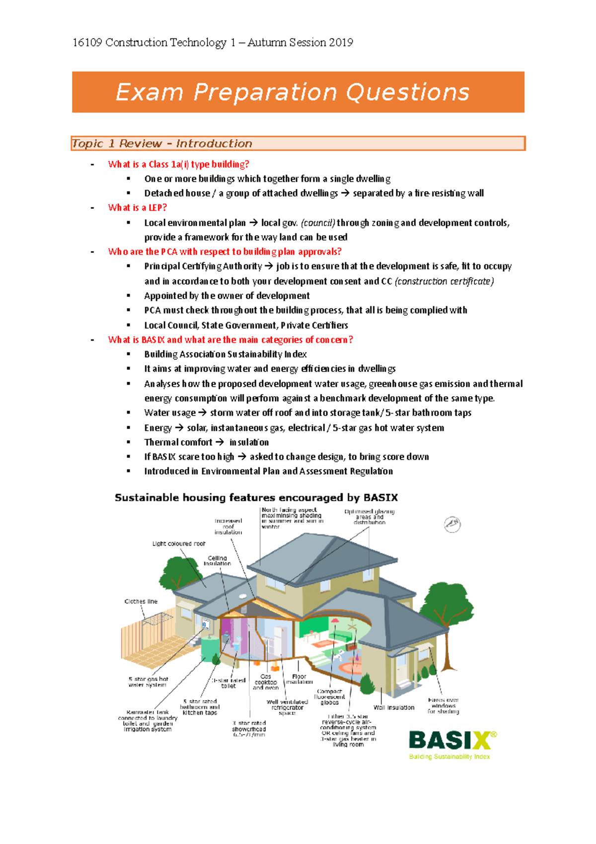 Mid-sem Exam Con Tech 1 - 16109 Construction Technology 1 – Autumn ...