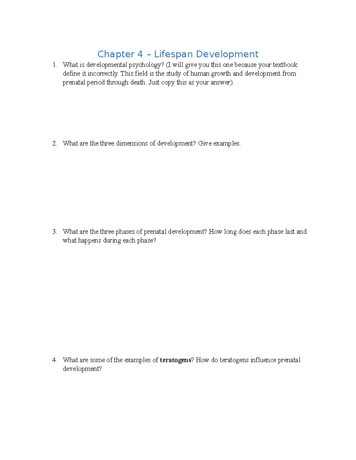 Guiding Questions - Lifespan Development - Chapter 4 – Lifespan ...
