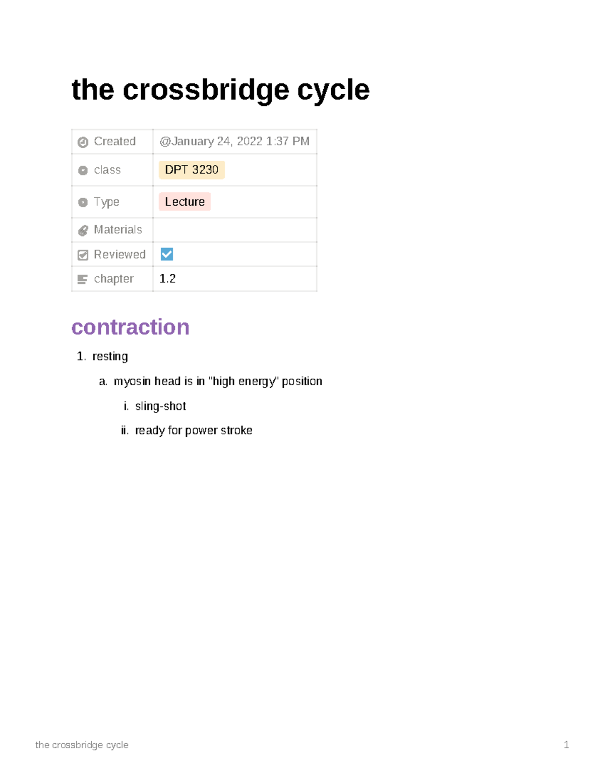 The crossbridge cycle - the crossbridge cycle Created class DPT 3230 ...