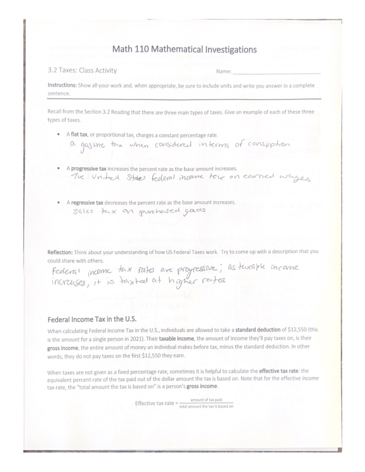 Dunlap A3 - Taxes - MATH 110 - Studocu