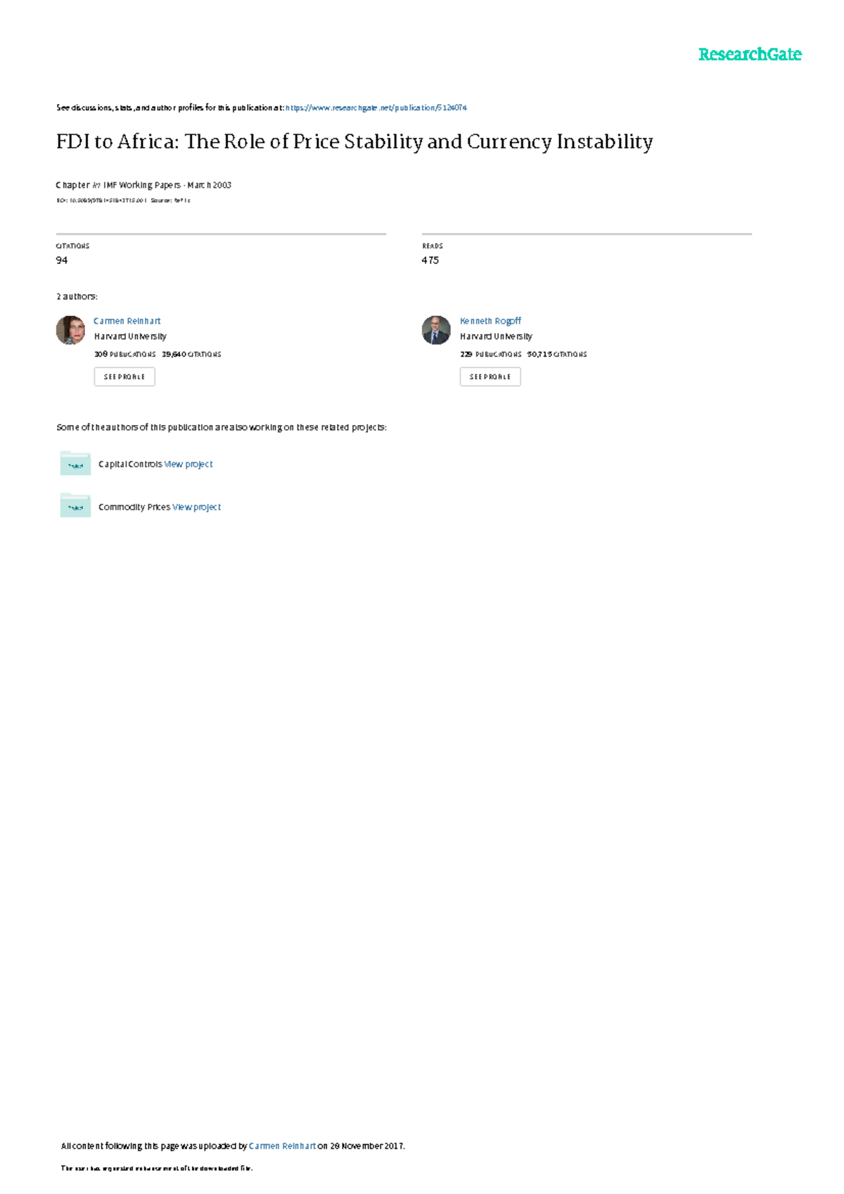 Fdi to africa fOREIGN DIRECT INVESTMENT - See discussions, stats, and ...