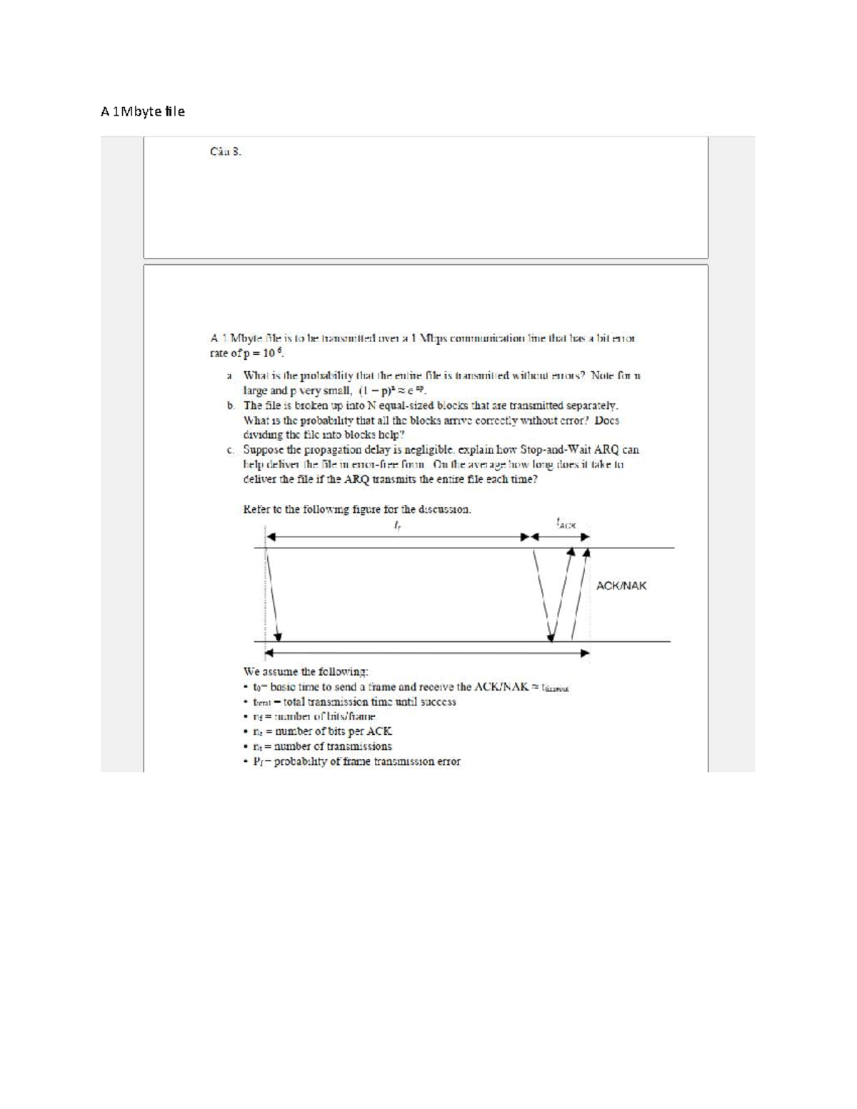 A 1Mbyte file - An exercise - Networking - A 1Mbyte file - Studocu