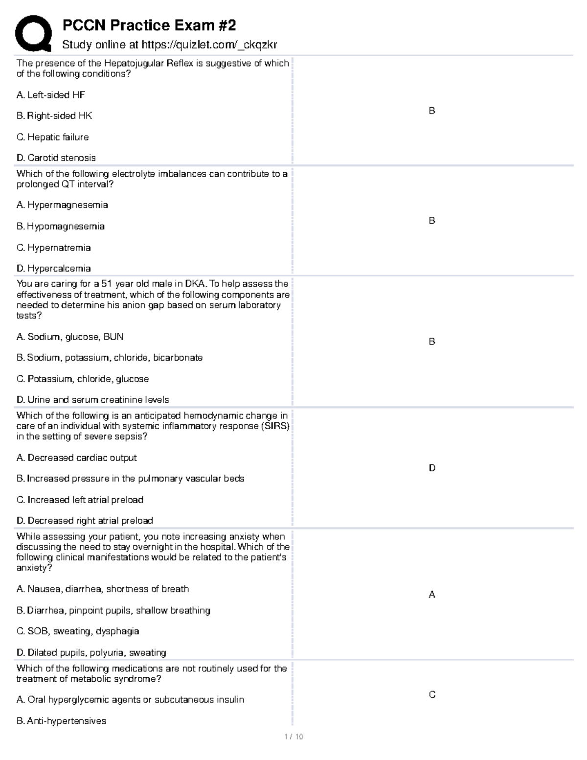 PCCN Practice Exam #2 - Study online at quizlet/_ckqzkr The presence of ...