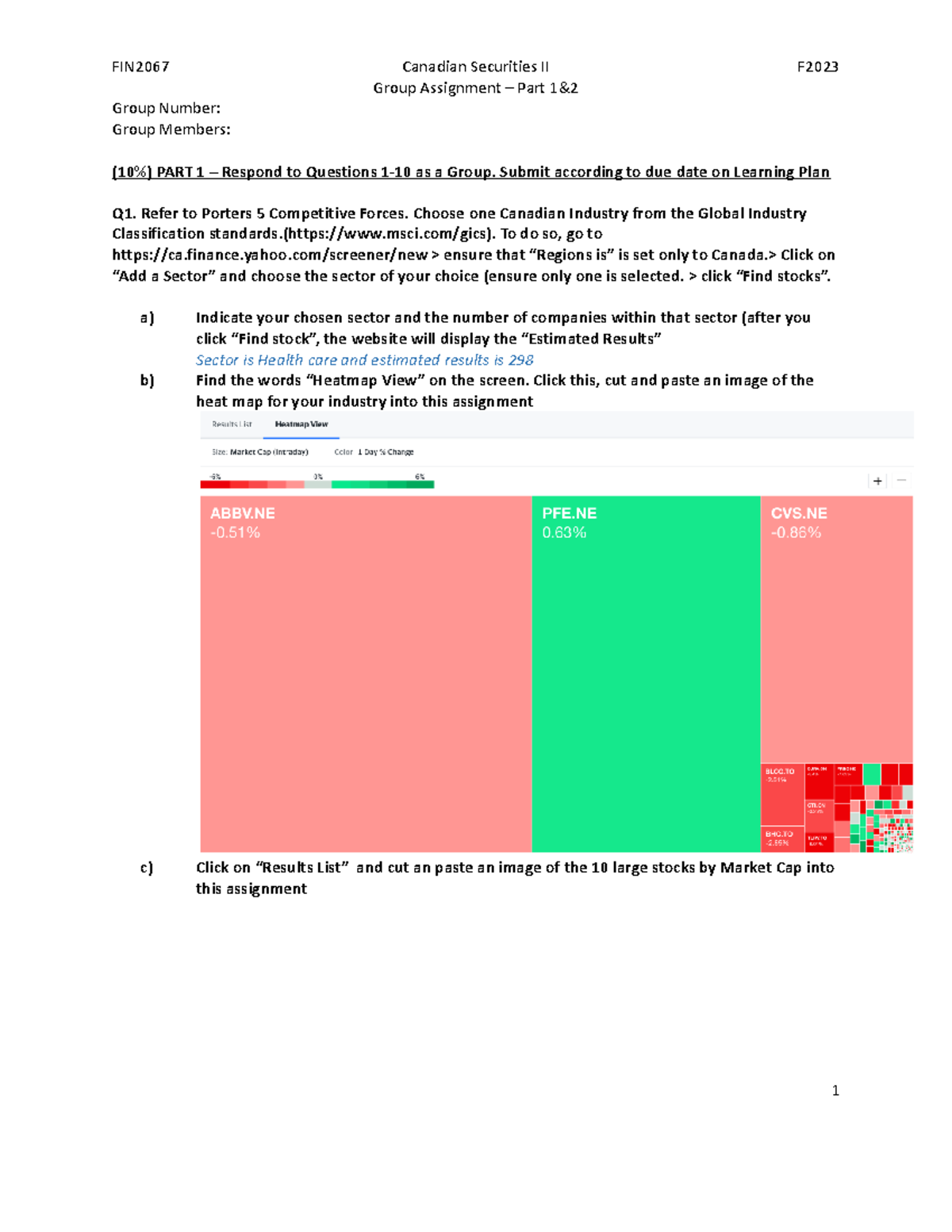 Canadian Securities II - Group Assignment - F2023 - Group Assignment – Part 1& Group Number ...