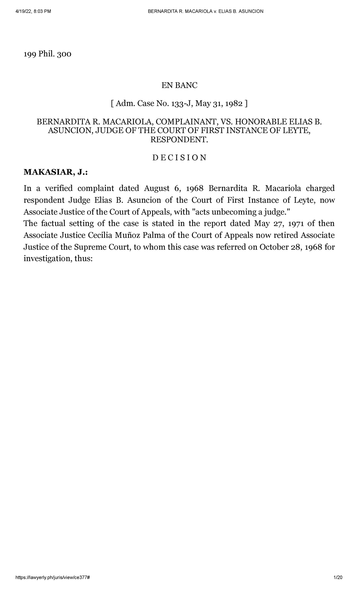 3. Bernardita R. Macariola v. Elias B. Asuncion - 199 Phil. 300 EN BANC ...