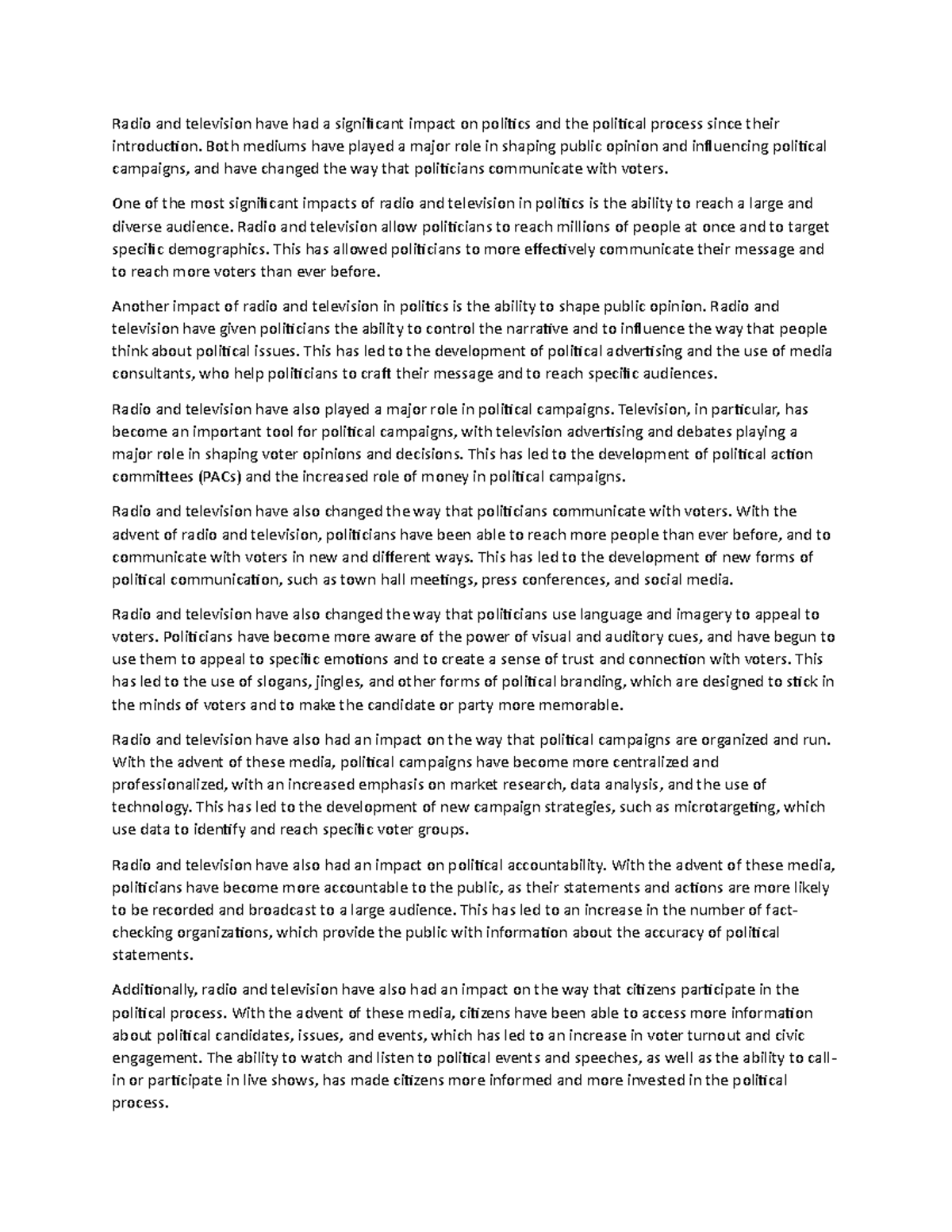 29. Impact of radio and TV on politics and the politcal process - Radio ...