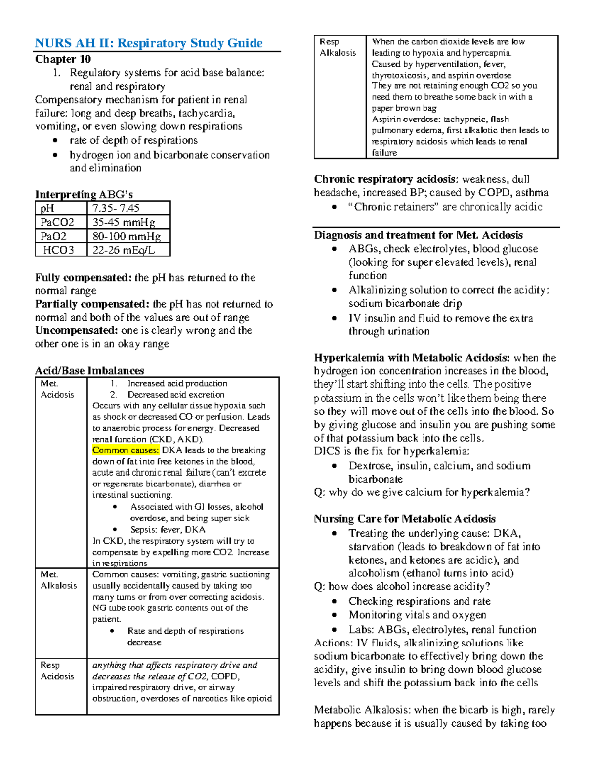 Respiratory Study Guide - NURS AH II: Respiratory Study Guide Chapter ...