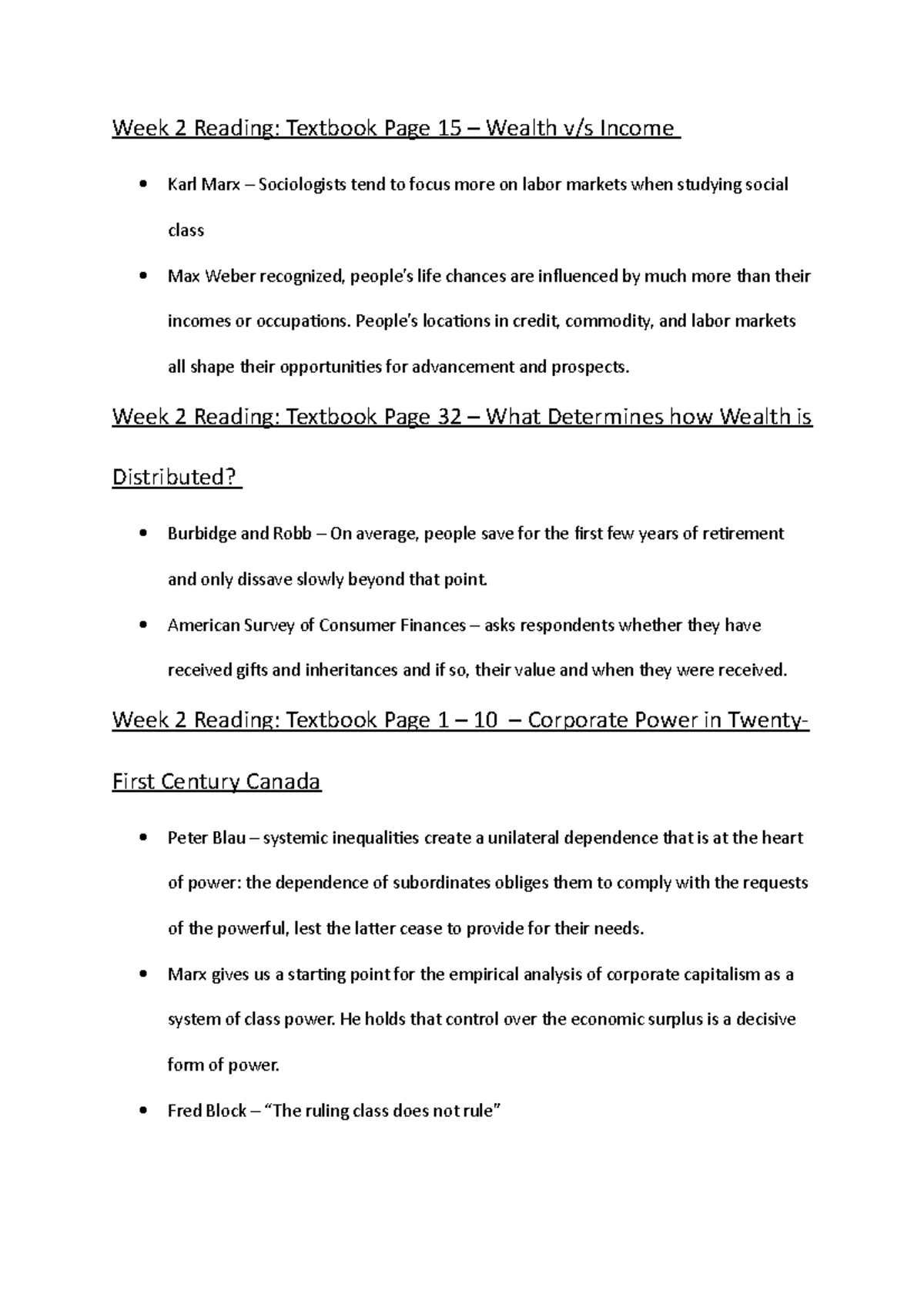 Week 2 Reading SOC220 - Week 2 Reading: Textbook Page 15 – Wealth v/s Income Karl Marx – - Studocu