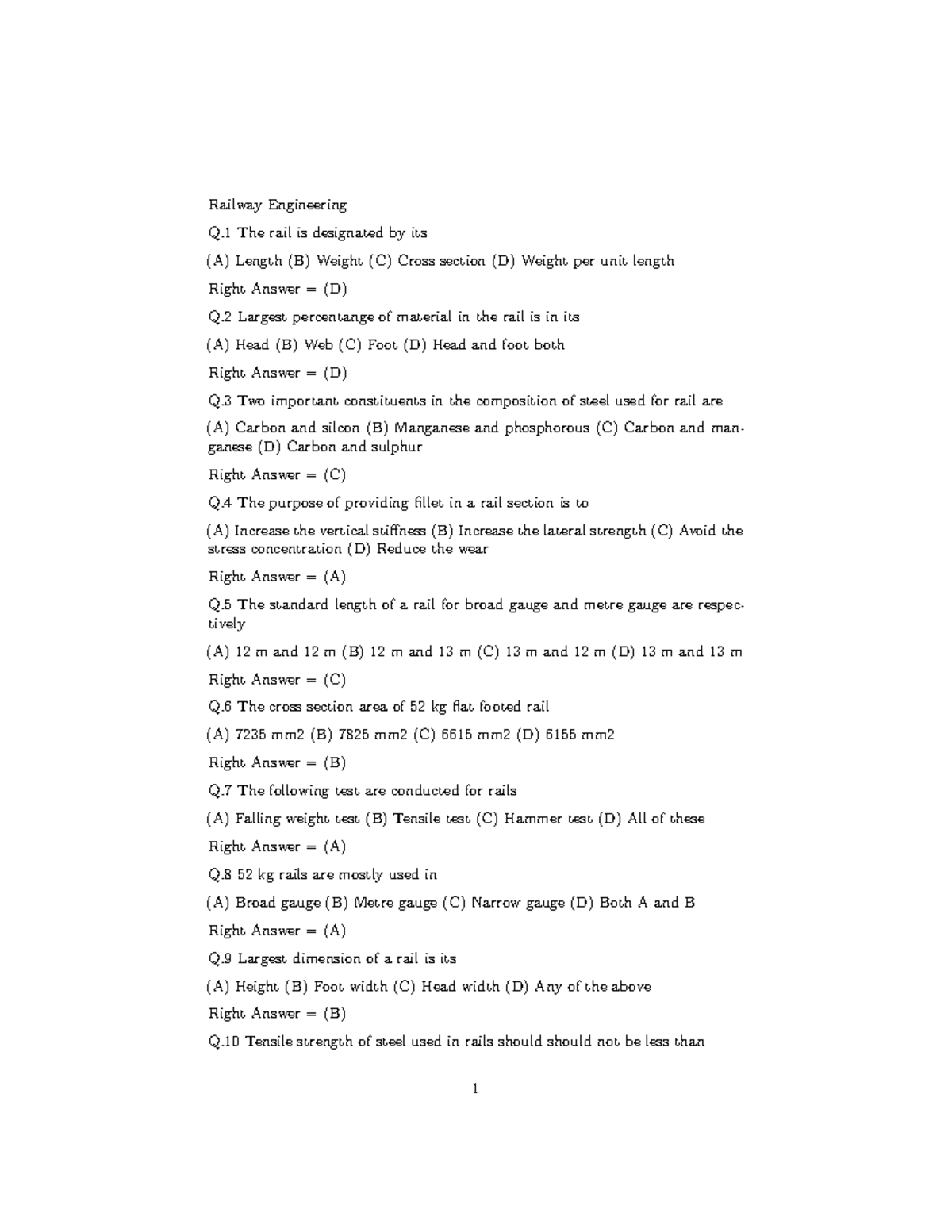 Railway Engineering - These rails are called (A) Hogged rails (B ...