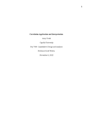 Correlation Application - Correlation Application Jameela Rancher Capella University Data ...