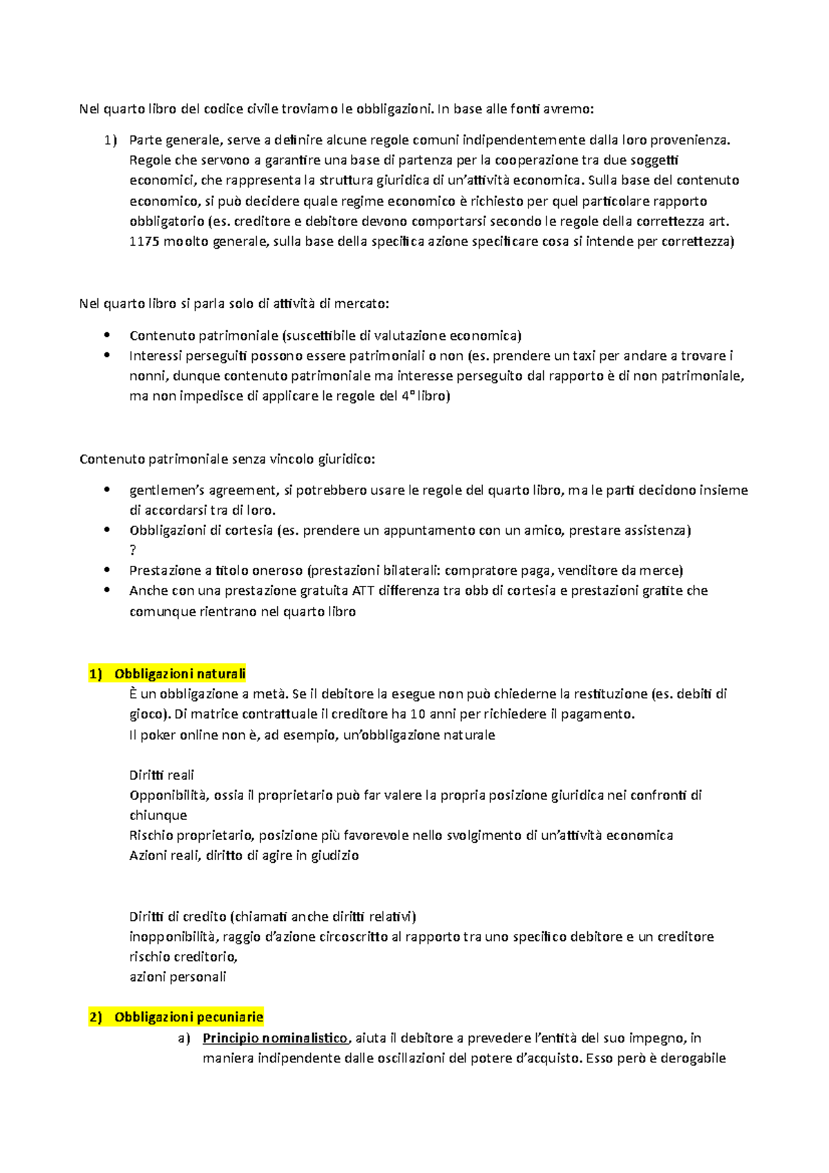 Obbligazioni e tipologie - Nel quarto libro del codice civile troviamo ...