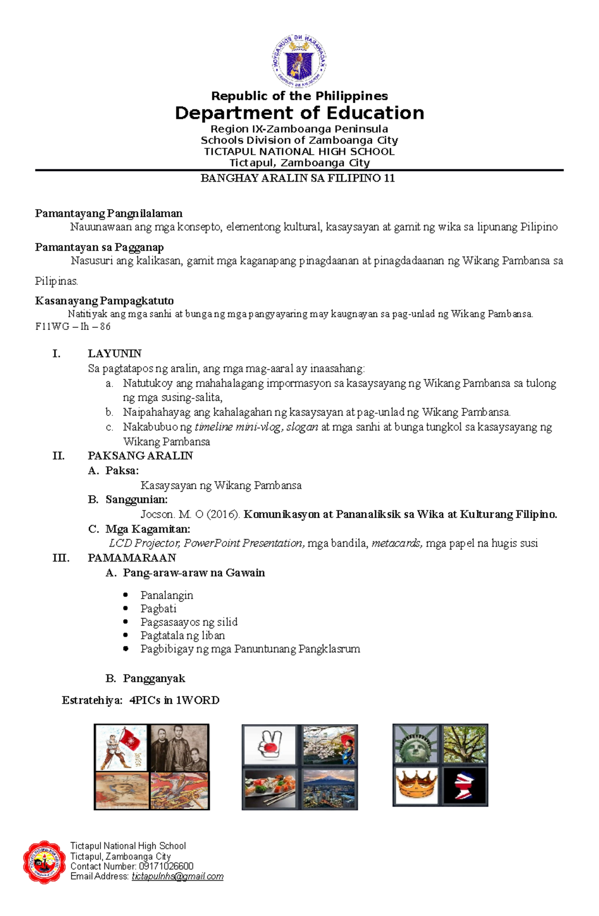 CO1 Filipino 11-2023 - BANGHAY ARALIN SA KASAYSAYAN NG WIKA ...