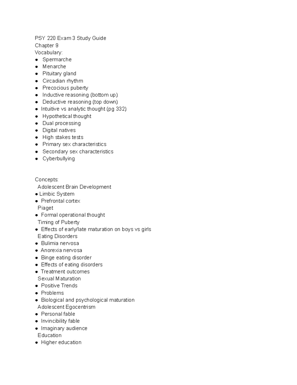 Psy 220 exam 3 study guide - PSY 220 Exam 3 Study Guide Chapter 9 ...