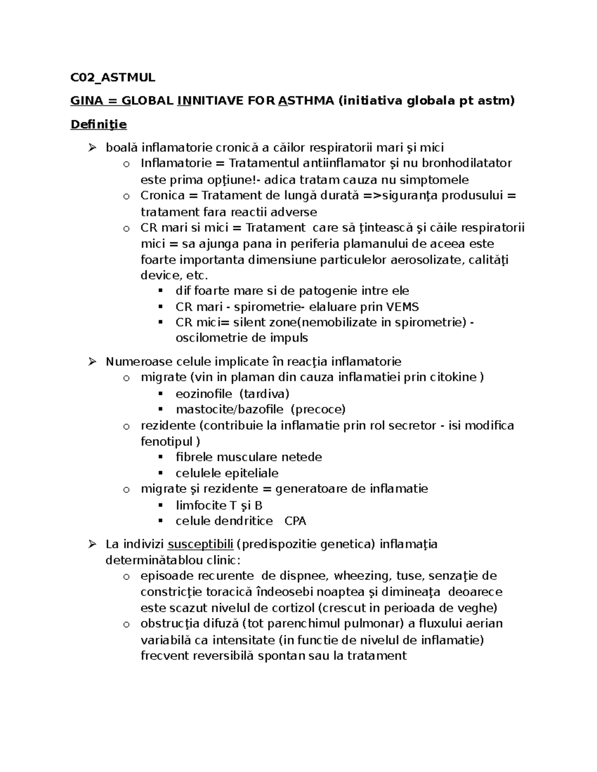 Curs 02 Astmul - C02_ASTMUL GINA = GLOBAL INNITIAVE FOR ASTHMA ...
