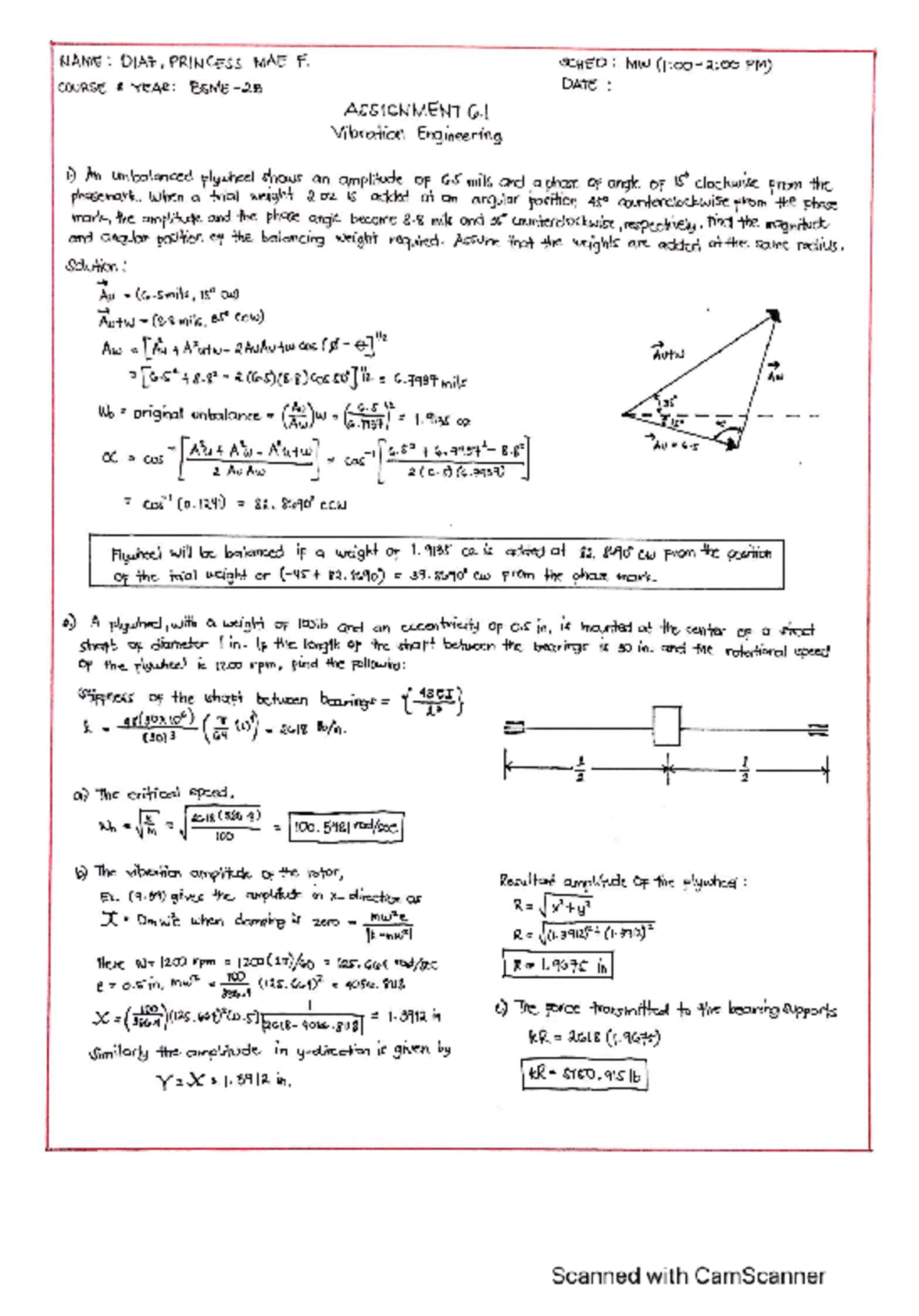 Assignment-6 - Vibration Engineering - Mechanical Engineering - NVSU - Studocu