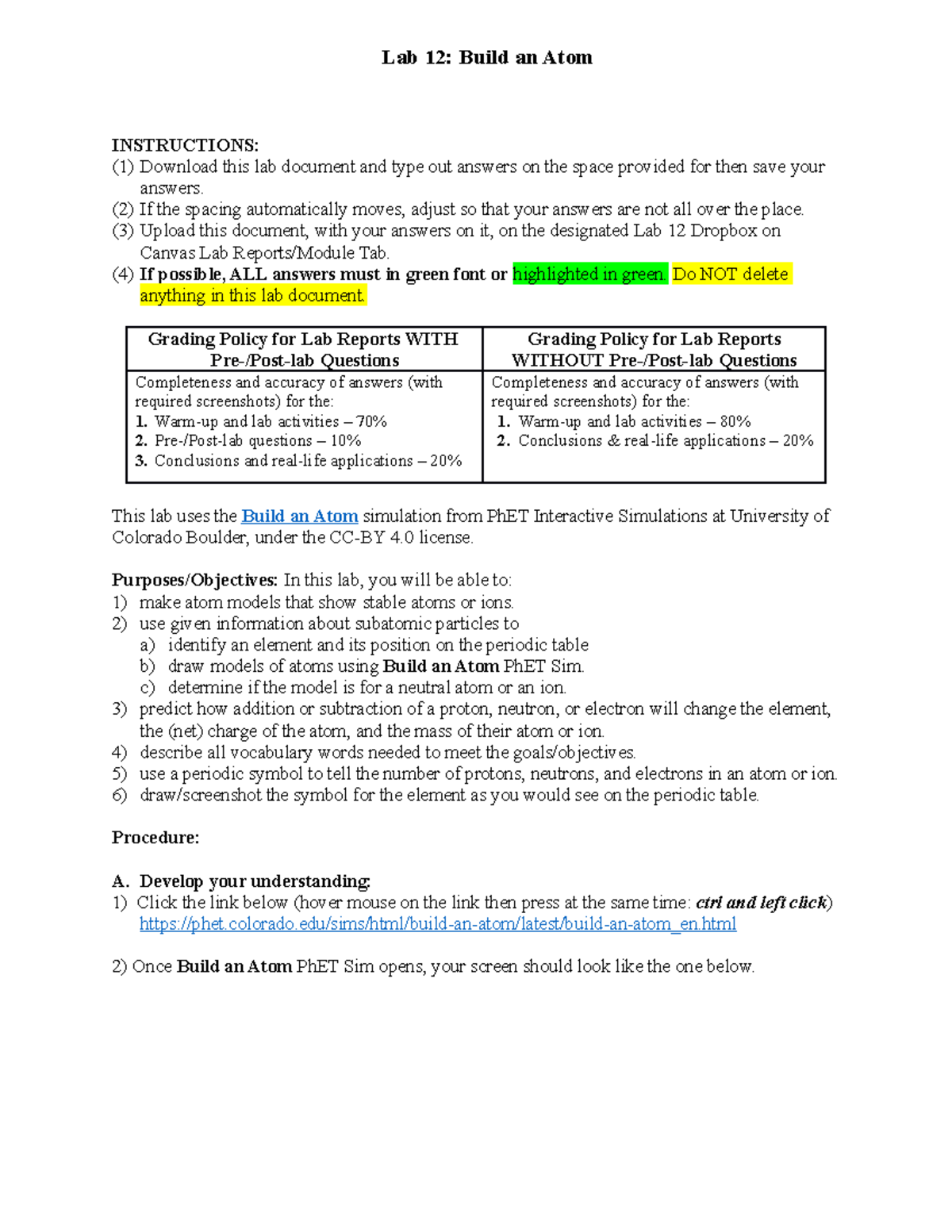 Lab 12 - Build an Atom PHYS 1115 - INSTRUCTIONS: (1) Download this lab ...