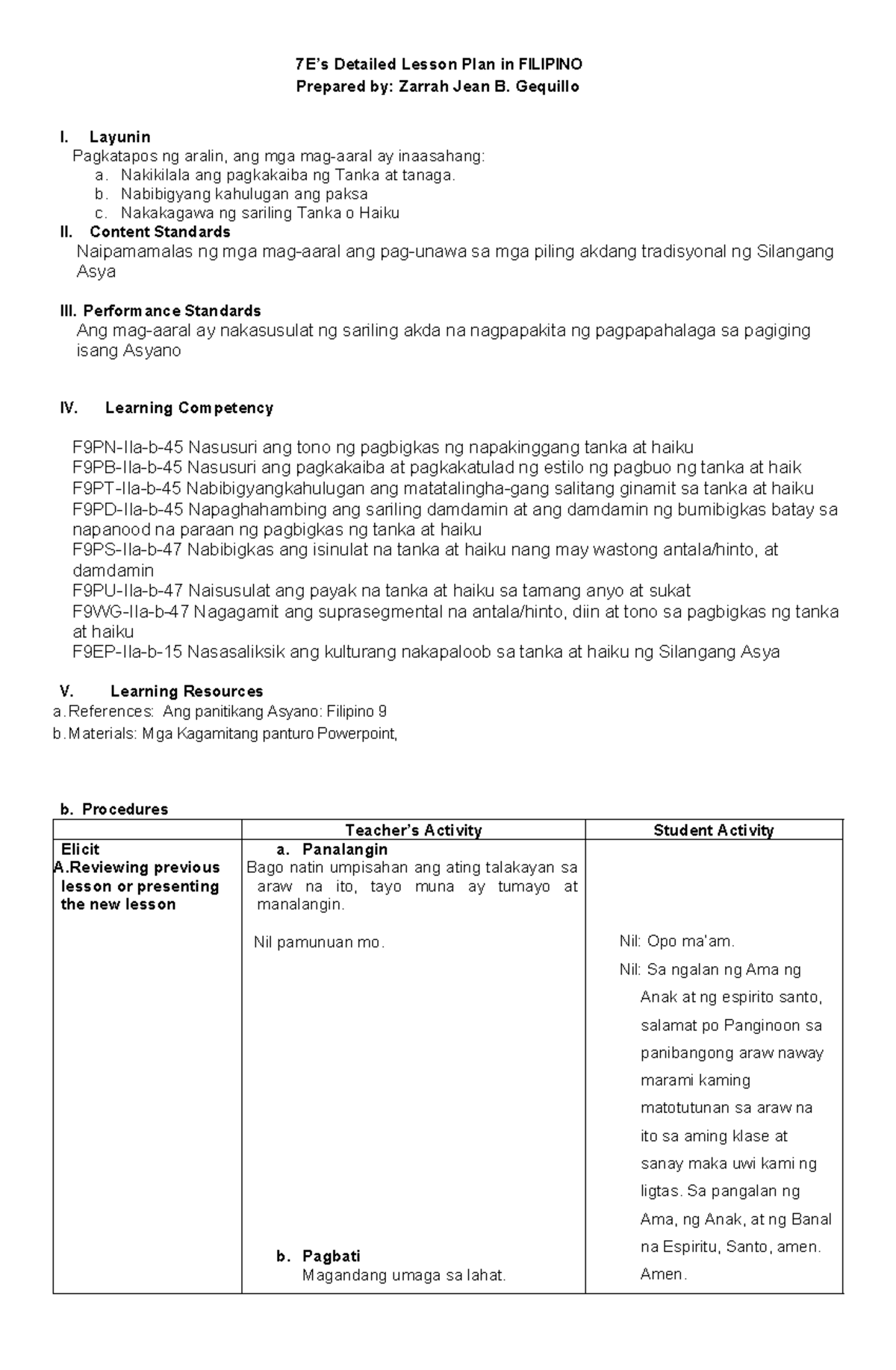 7P-lesson-plan Haiku AT Tanka - 7E’s Detailed Lesson Plan in FILIPINO ...