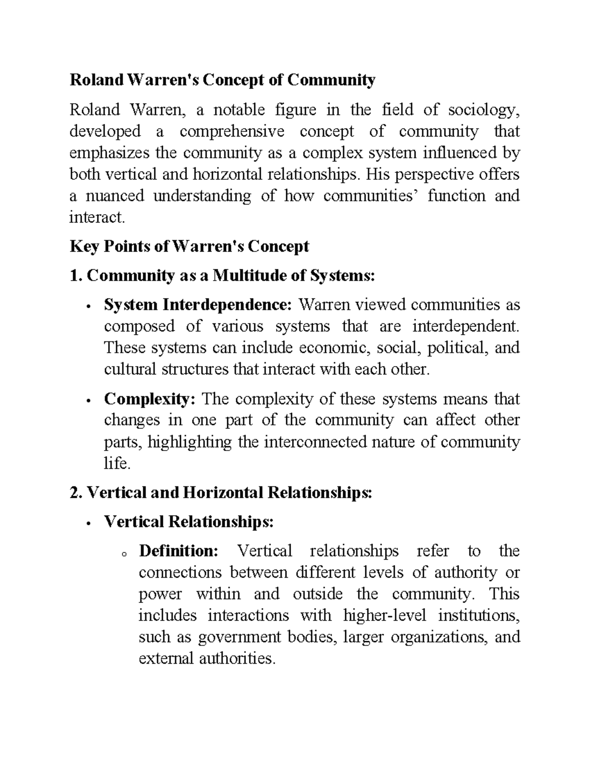 CO definition explanation - Roland Warren's Concept of Community Roland ...